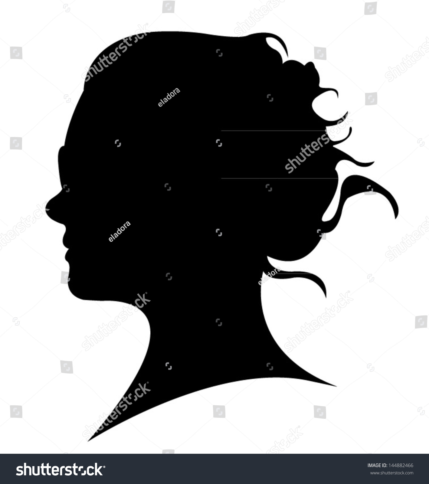 Lady Head Silhouette Vector Stock Vector (Royalty Free) 144882466 ...