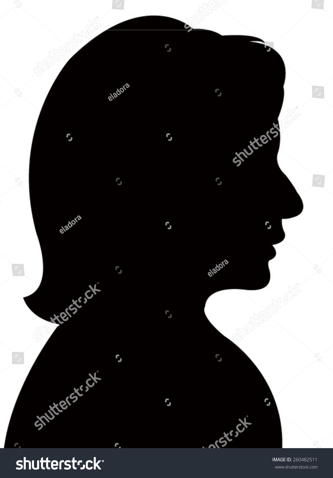 Lady Head Silhouette Vector Stock Vector (Royalty Free) 260482511 ...