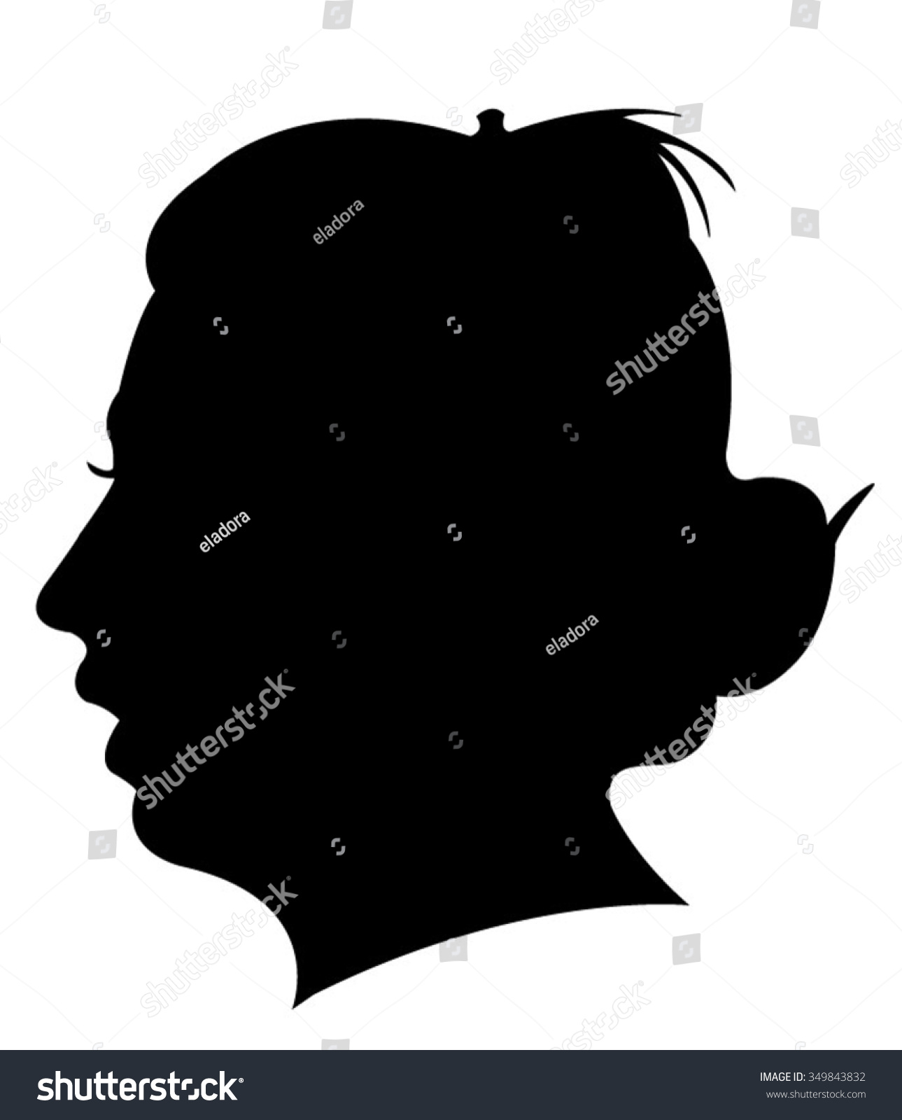 Lady Head Silhouette Vector Stock Vector (Royalty Free) 349843832 ...