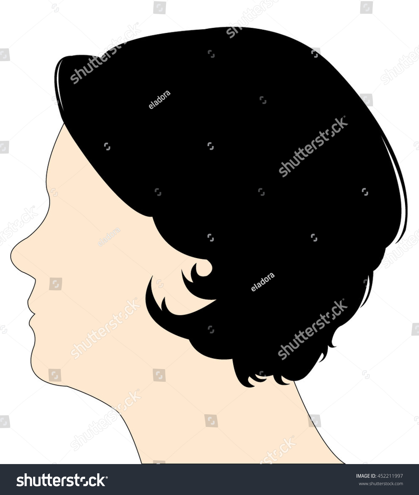 Lady Head Silhouette Vector Stock Vector (Royalty Free) 452211997 ...