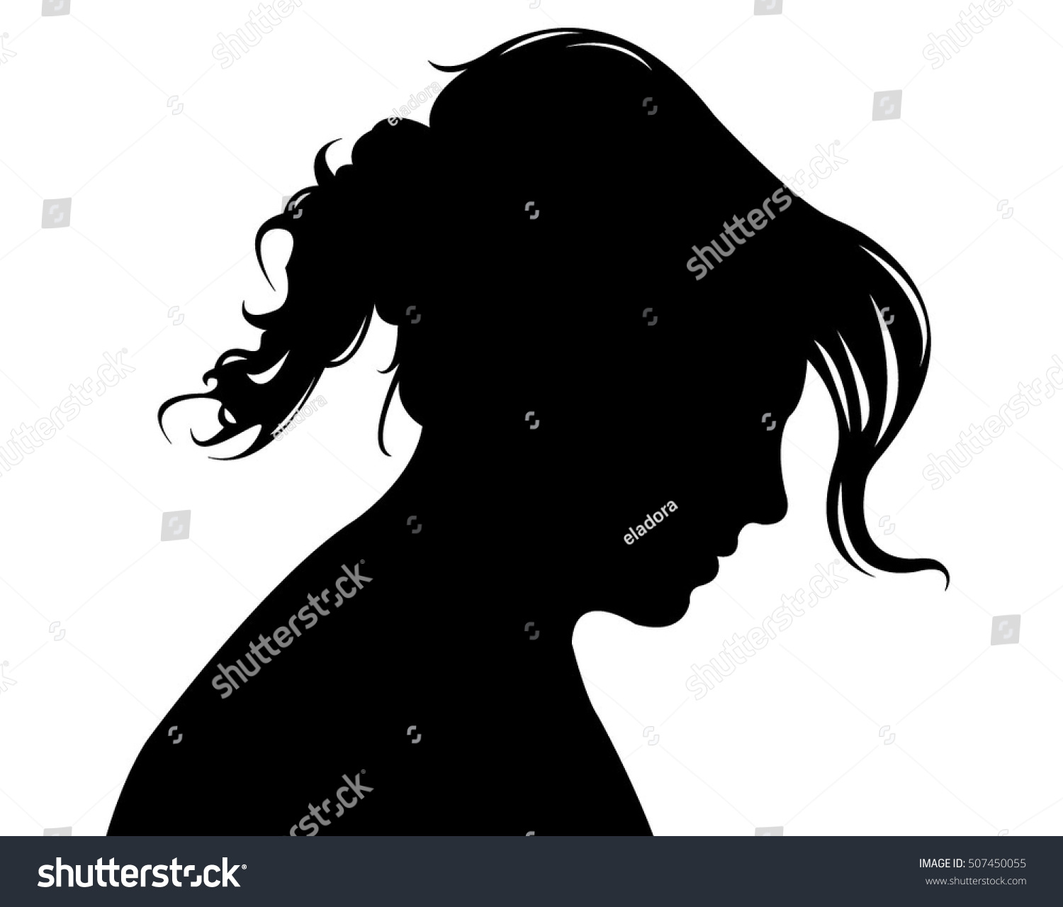Lady Head Silhouette Vector Stock Vector (Royalty Free) 507450055 ...