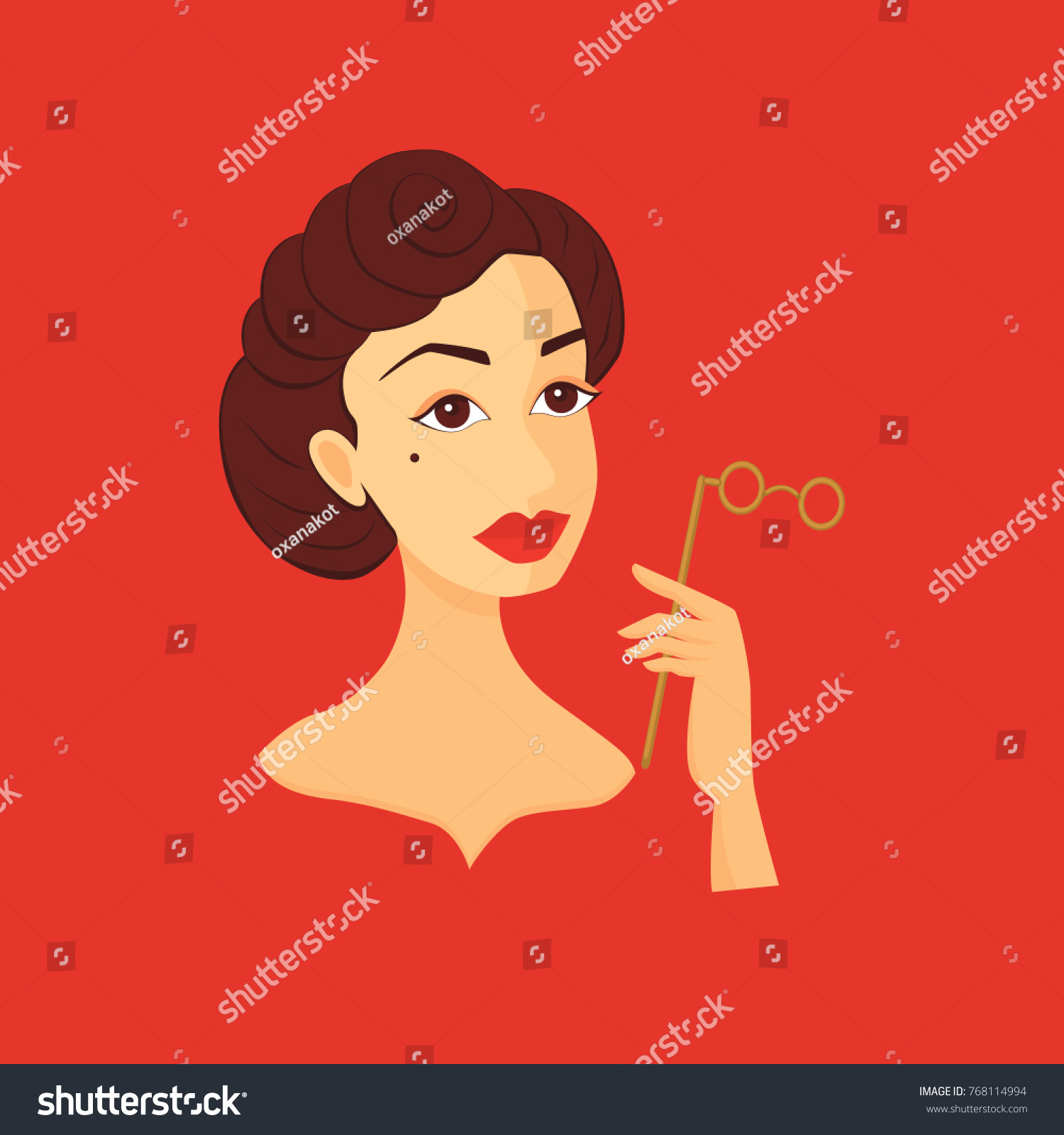 Lady Red Lorgnette Stock Vector (Royalty Free) 768114994 | Shutterstock