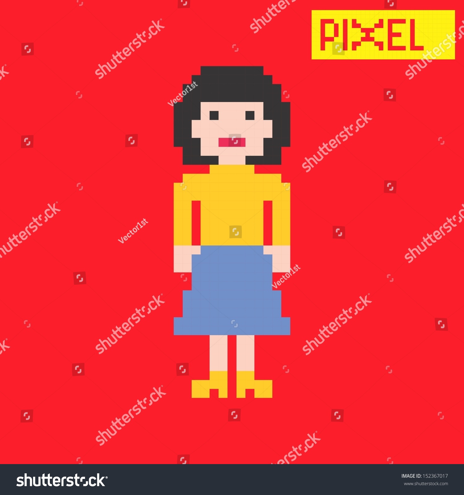 Lady Pixel Character Stock Vector (Royalty Free) 152367017 | Shutterstock