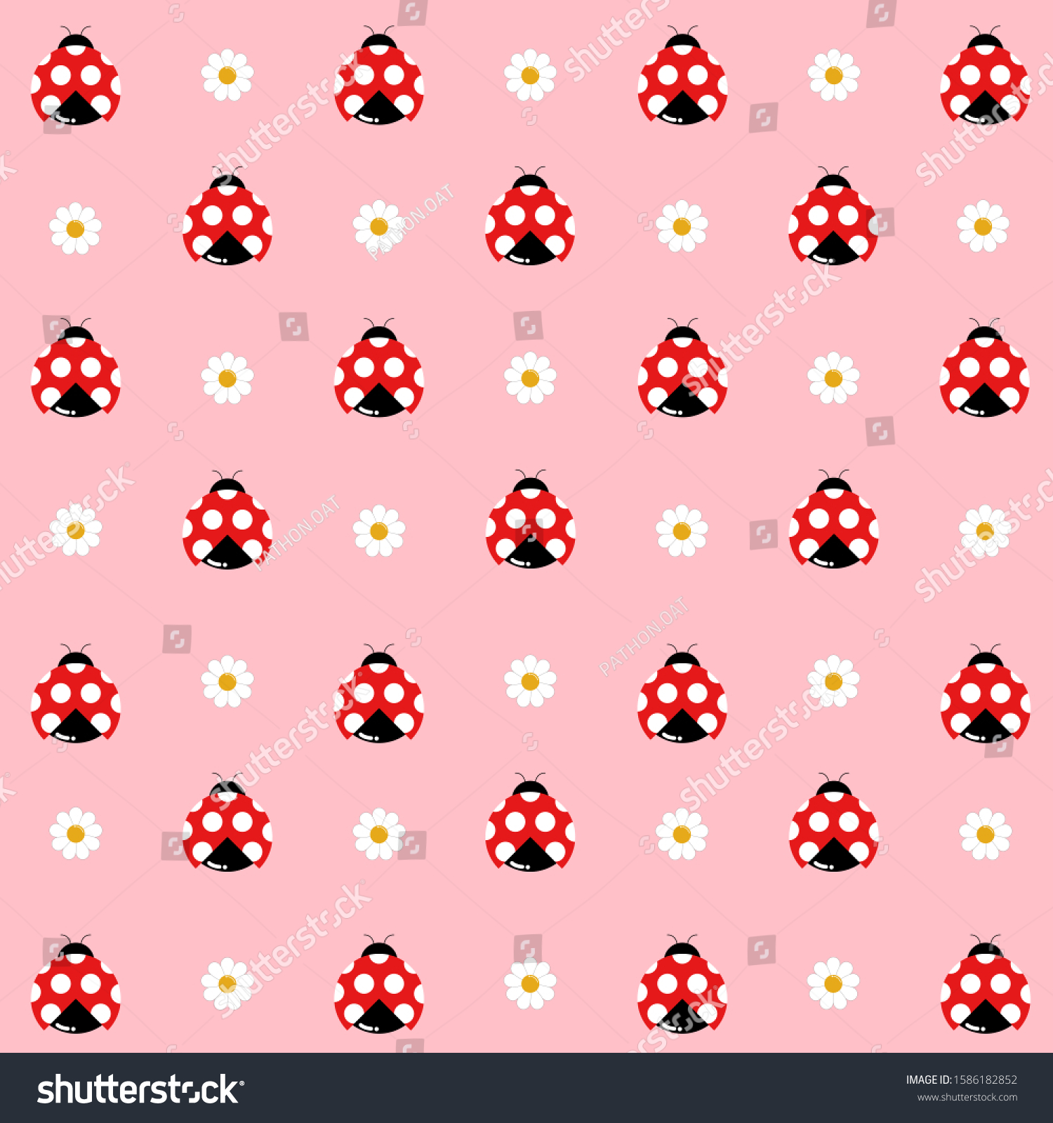 Ladybug Daisy Sameless Pattern Texture Vector: vector de stock (libre ...