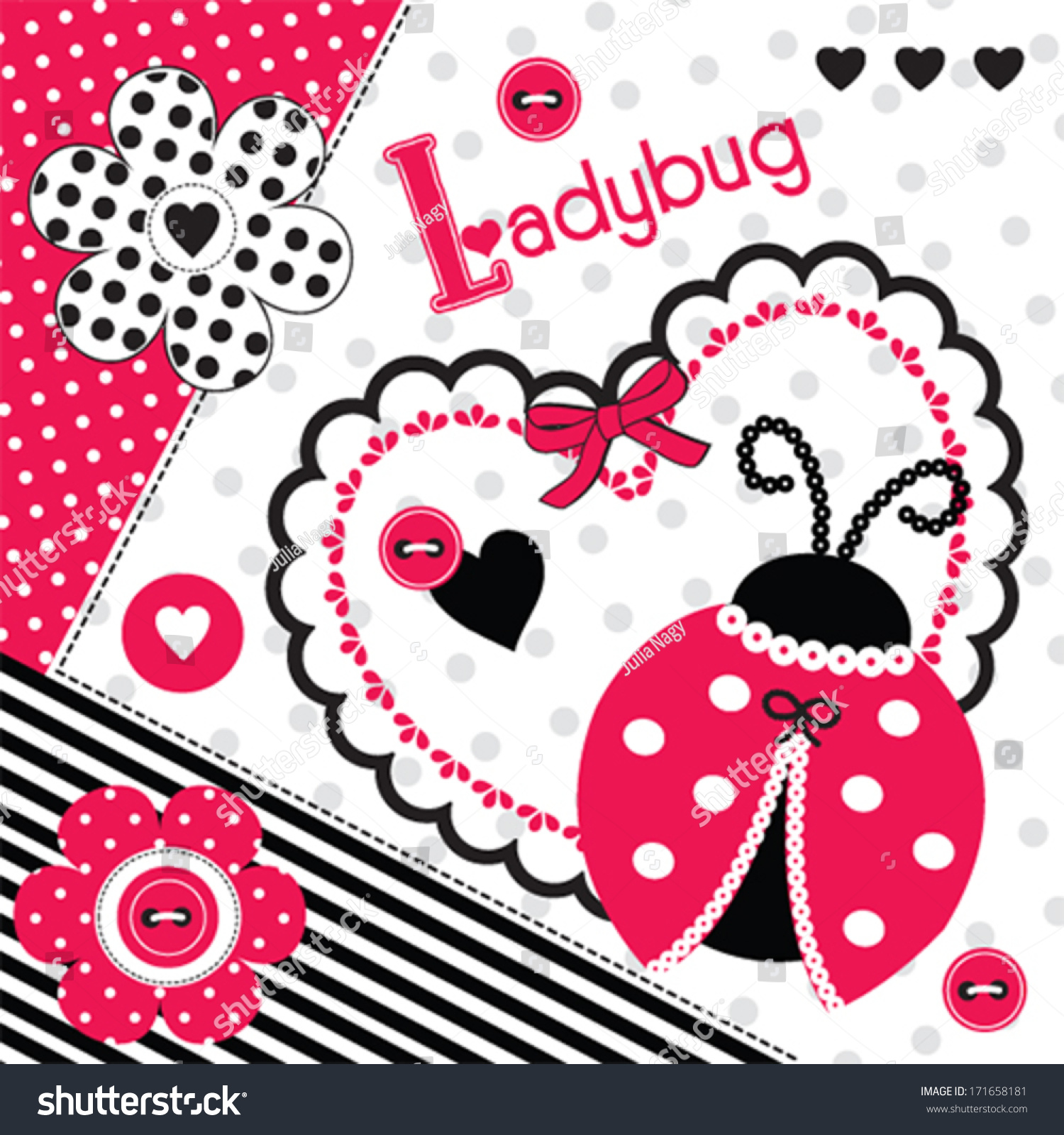 Ladybug Background Invitation Card Vector Illustration Stock Vector ...