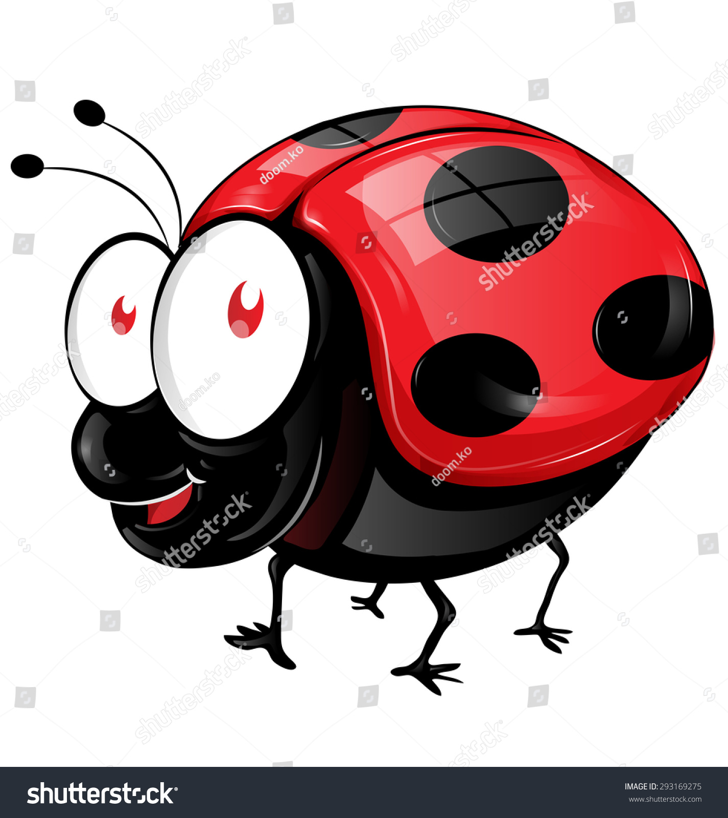 Ladybug Cartoon Isolated On White Background Stock Vector (Royalty Free ...
