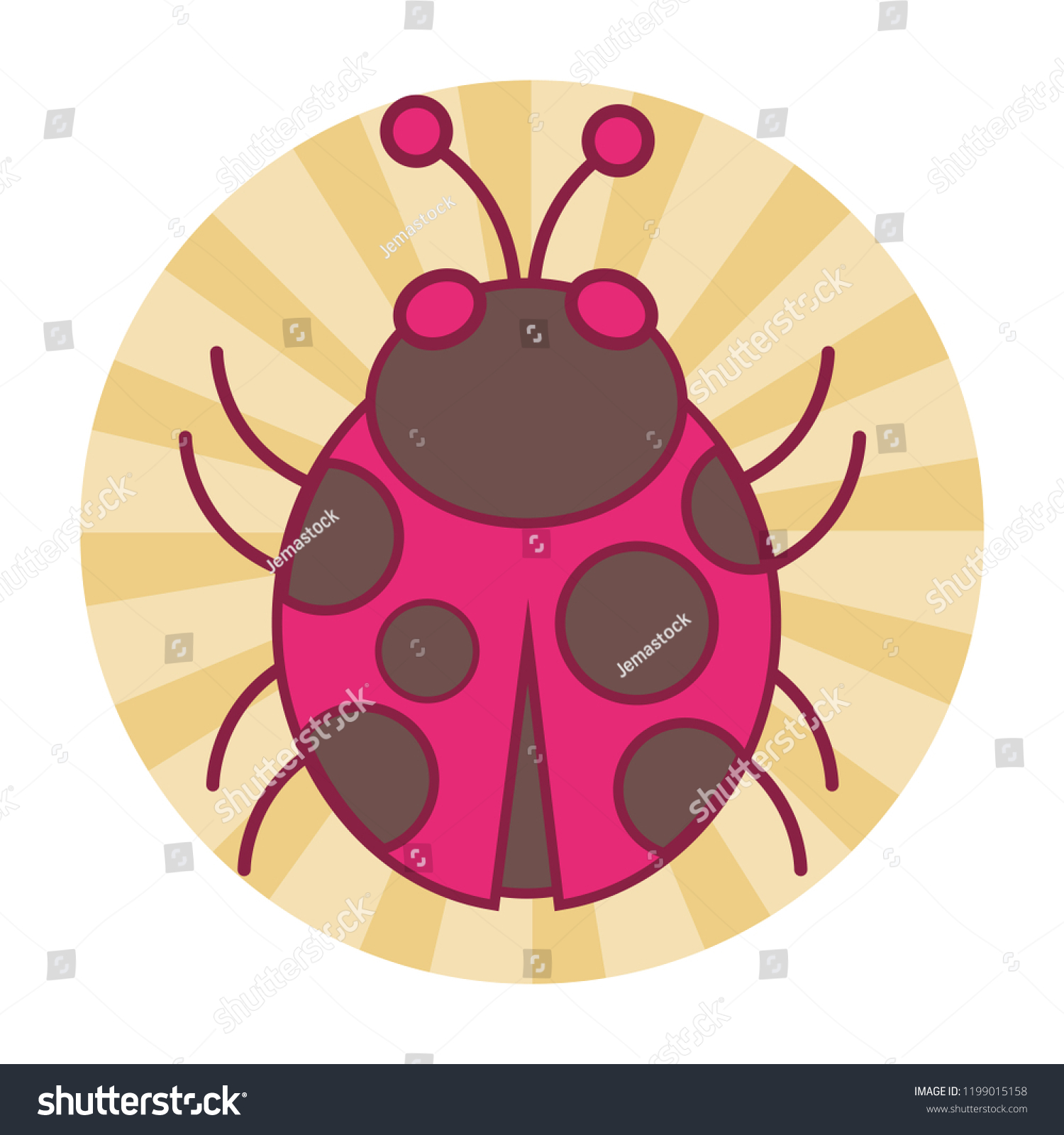 Ladybug Cute Cartoon Round Icon Stock Vector (Royalty Free) 1199015158 ...