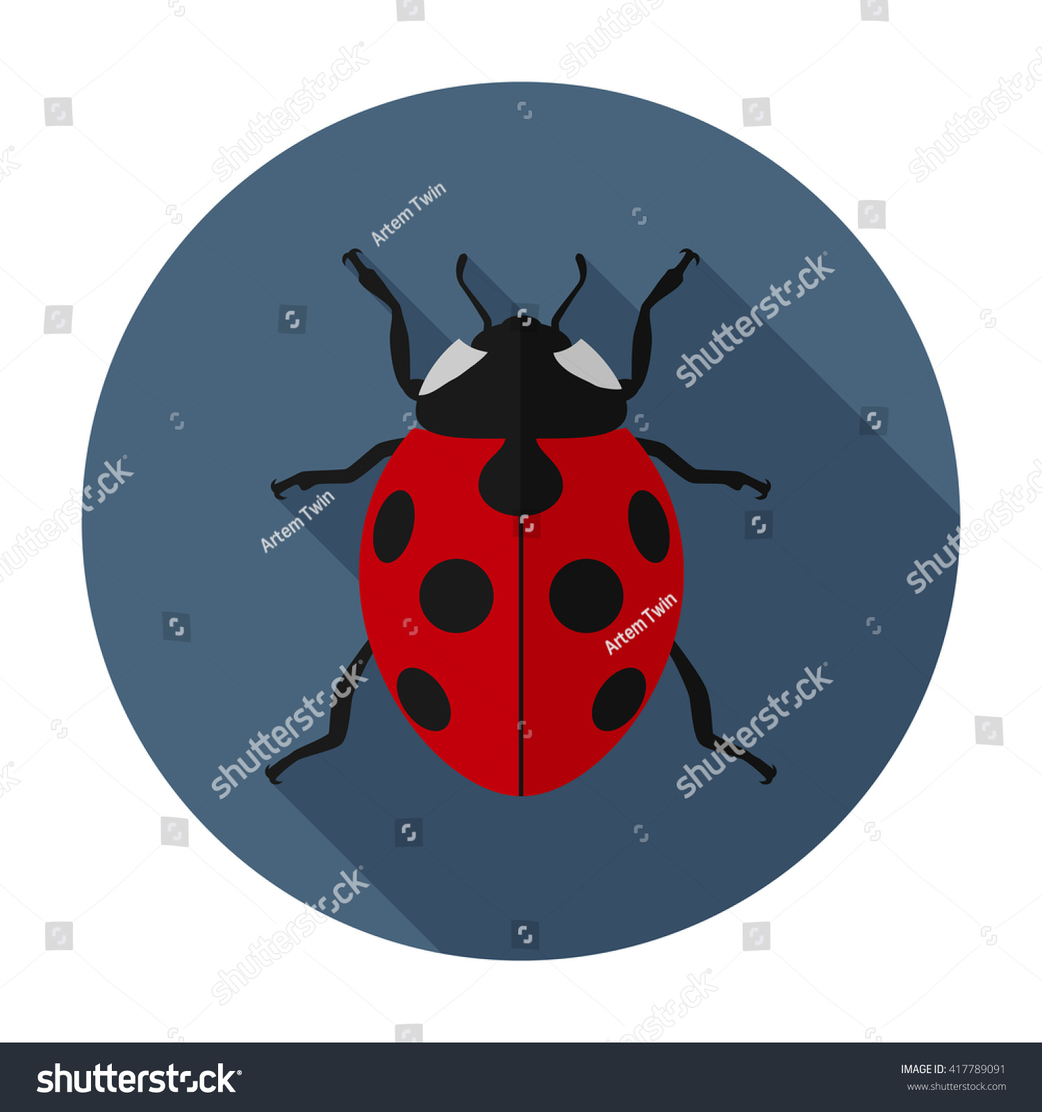 Ladybug Icon Flat Vector Insect Signsymbolsticker 스톡 벡터(로열티 프리 ...