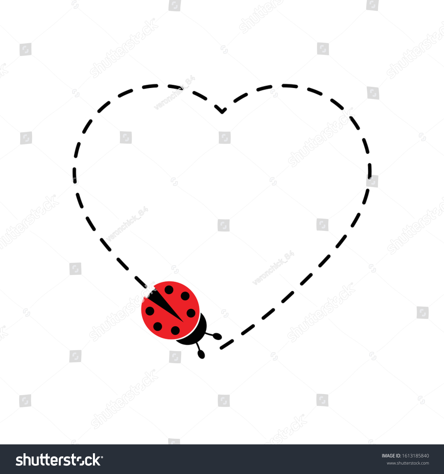 Vektor Stok Ladybug Path Ladybug Fly Heart Route (Tanpa Royalti ...