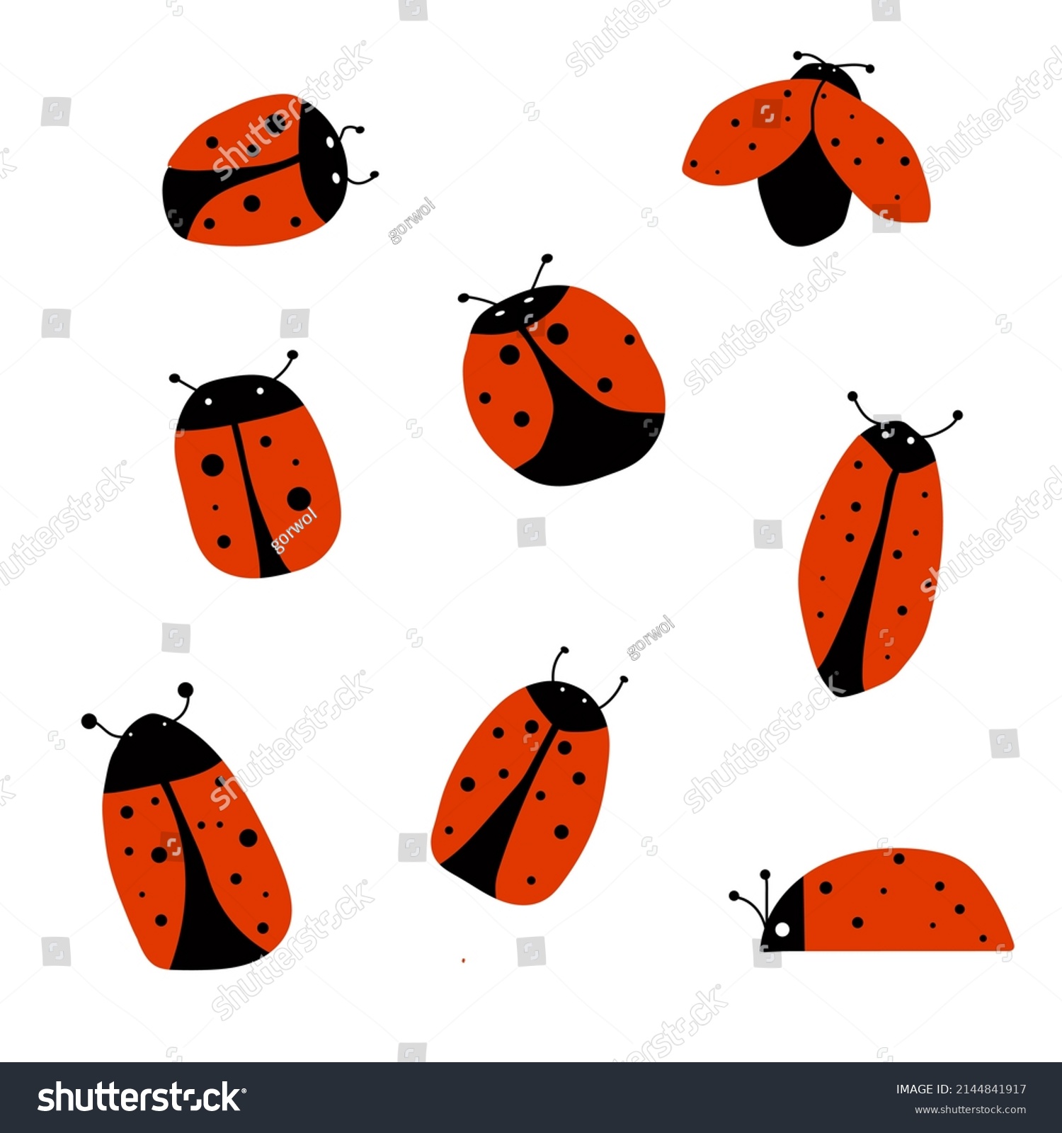 Ladybugs Red Beetles Doodle Drawing Stock Vector (Royalty Free ...