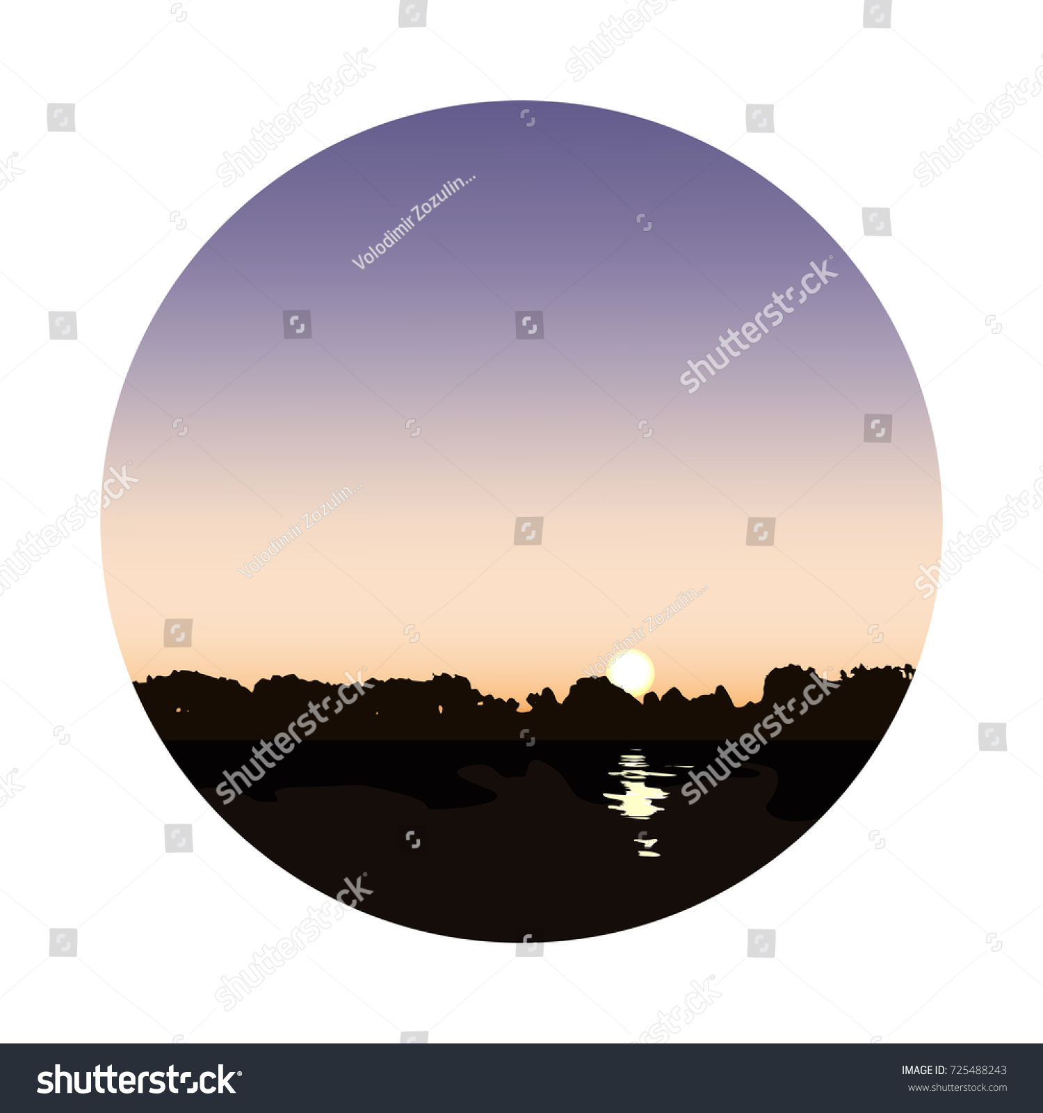 Lake Dawn Vector Landscape Stock Vector (Royalty Free) 725488243 ...