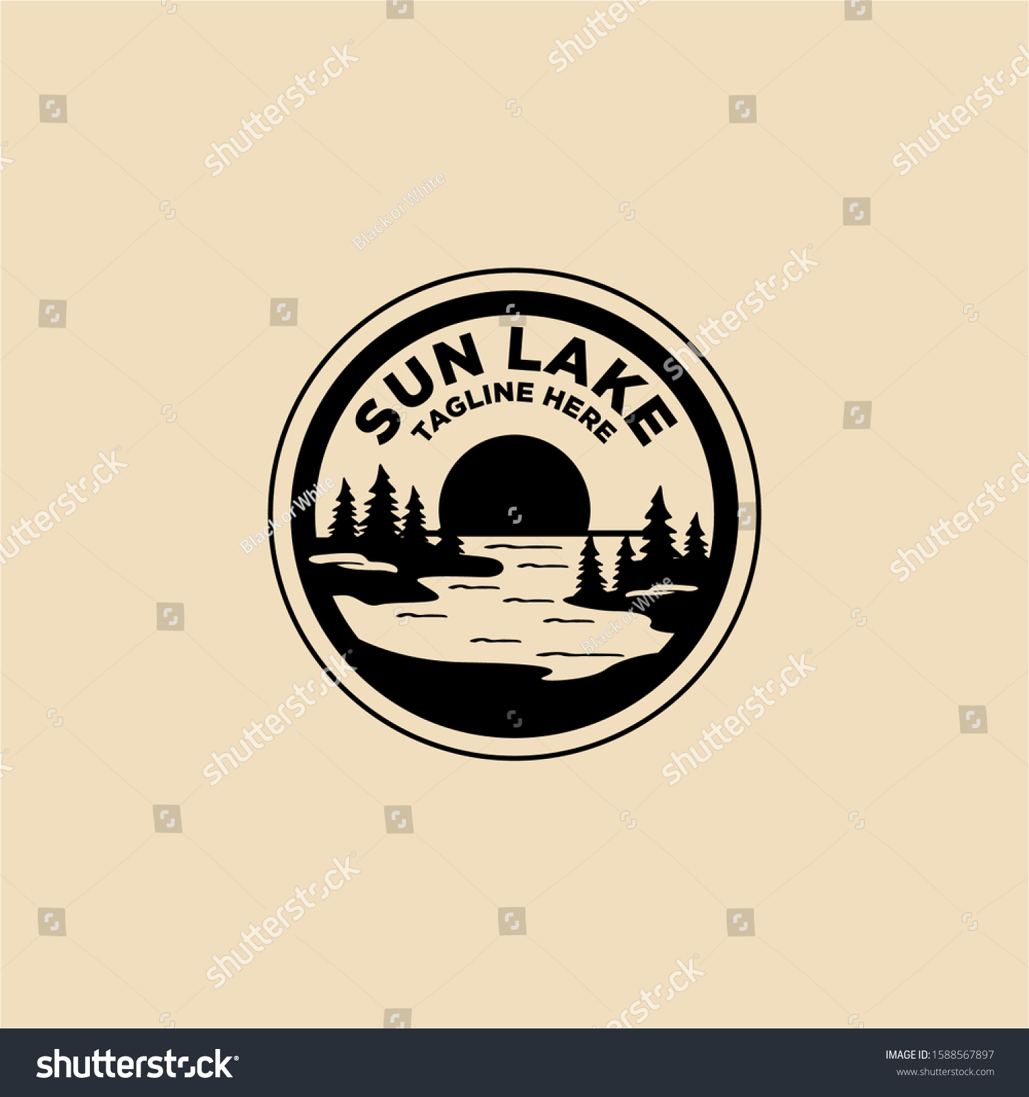 Lake Badge Logo Design Vector: vector de stock (libre de regalías ...