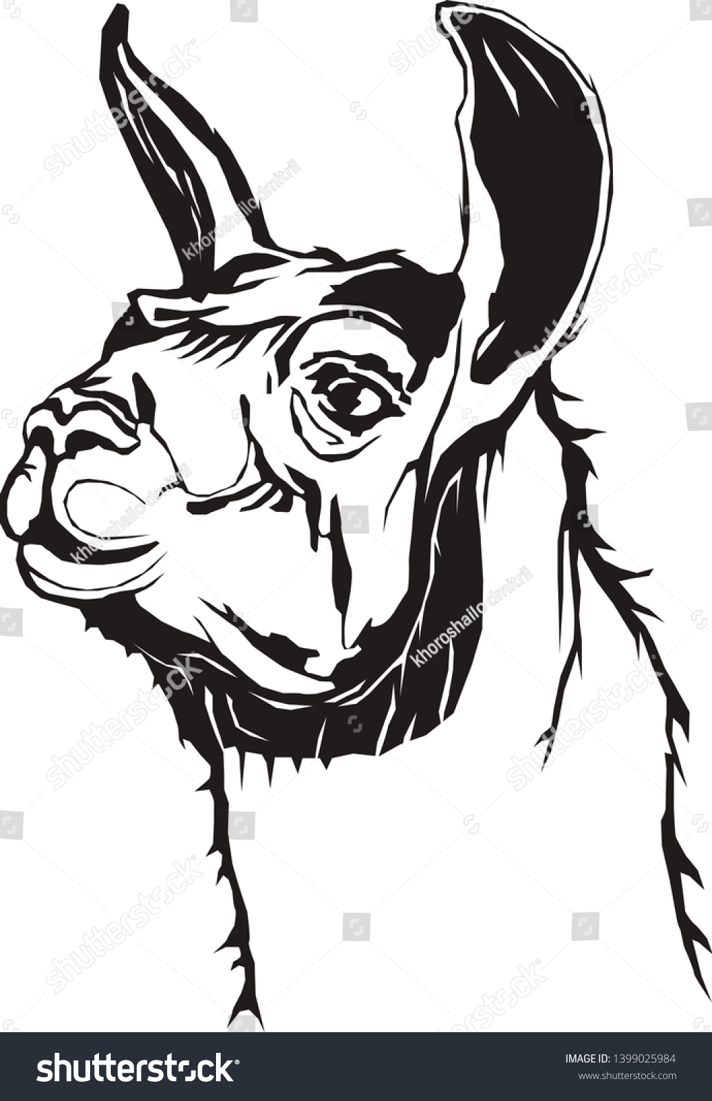 Lama Head Vector Monogram Black Graphic Stock Vector (Royalty Free ...