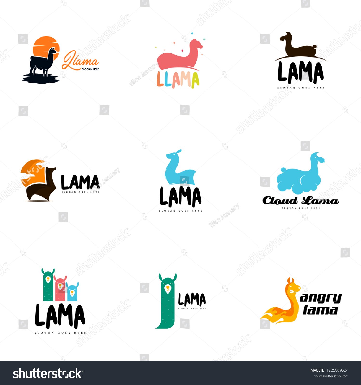 Lama Logo Set Stock Vector (Royalty Free) 1225009624 | Shutterstock