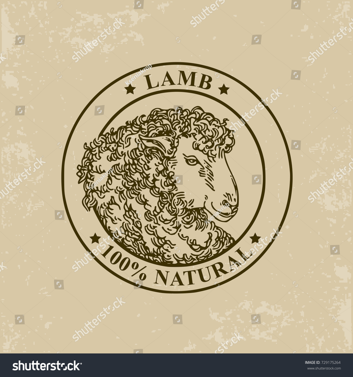 Lamb Label Vector Illustration Stock Vector (Royalty Free) 729175264