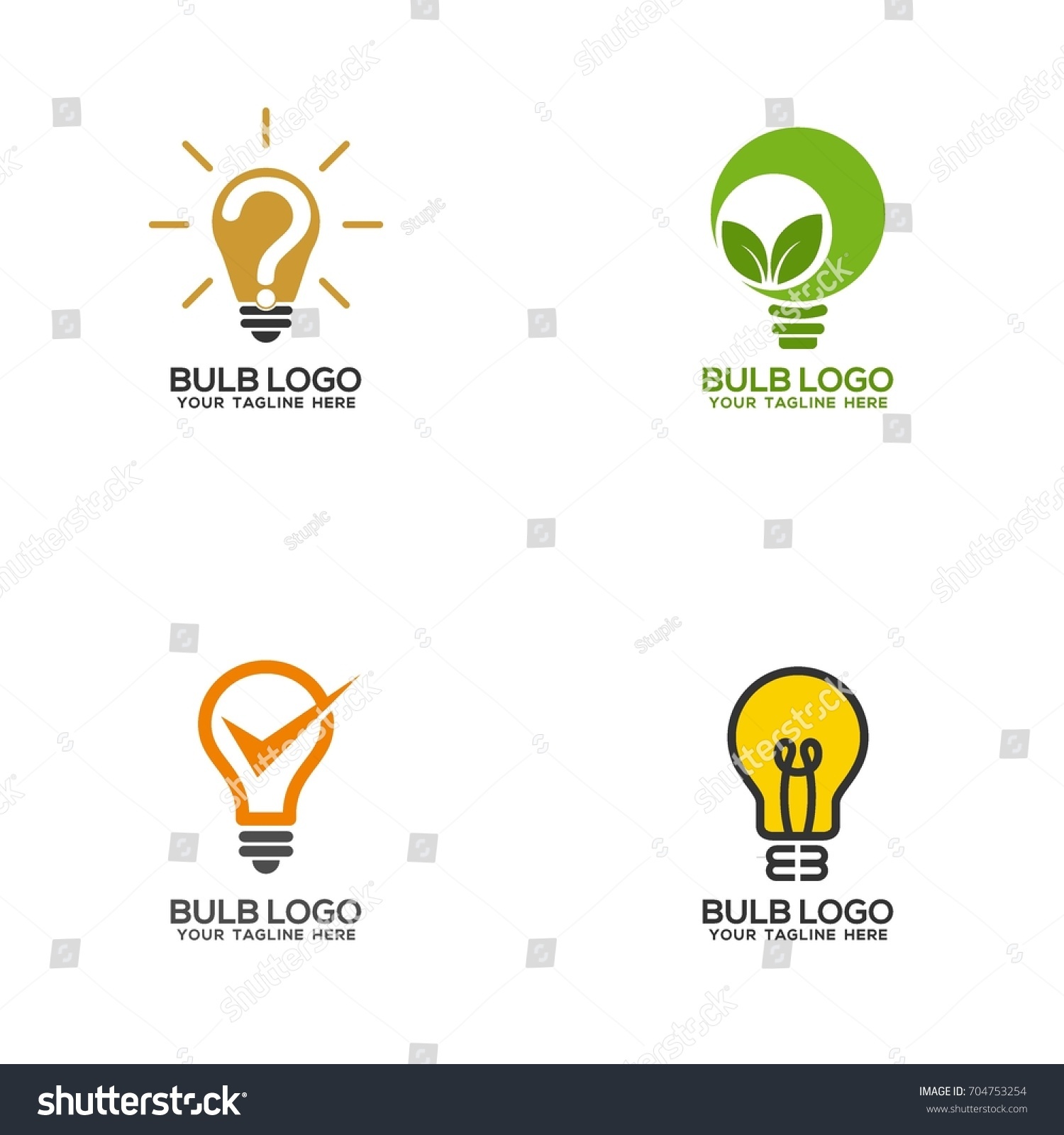 Lamp Bulb Logo Icon Set Vector Stock Vector (Royalty Free) 704753254 ...