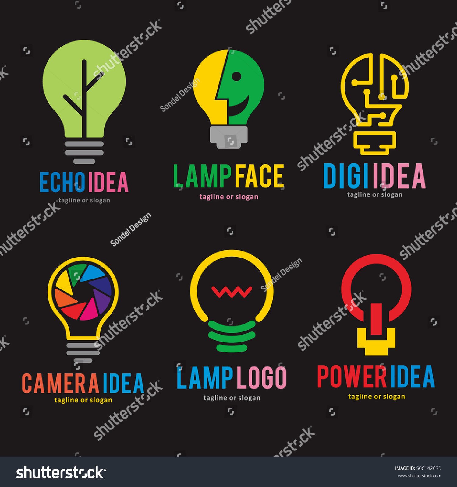Lamp Idea Logo Icon Template Stock Vector (Royalty Free) 506142670 ...
