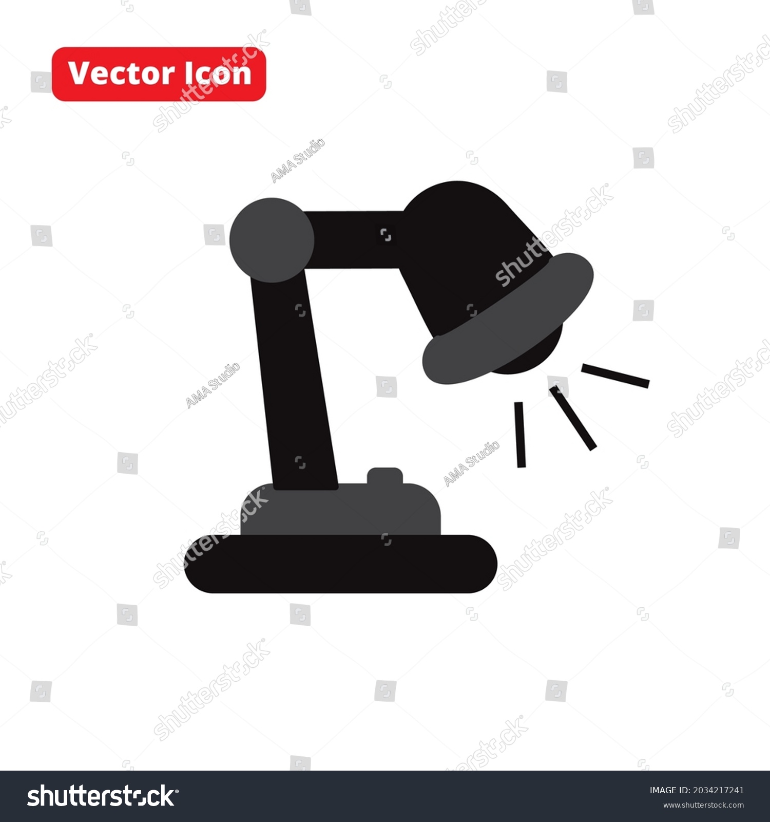 Lamp Study Vector Icon Black Isolated Stock Vector (Royalty Free ...
