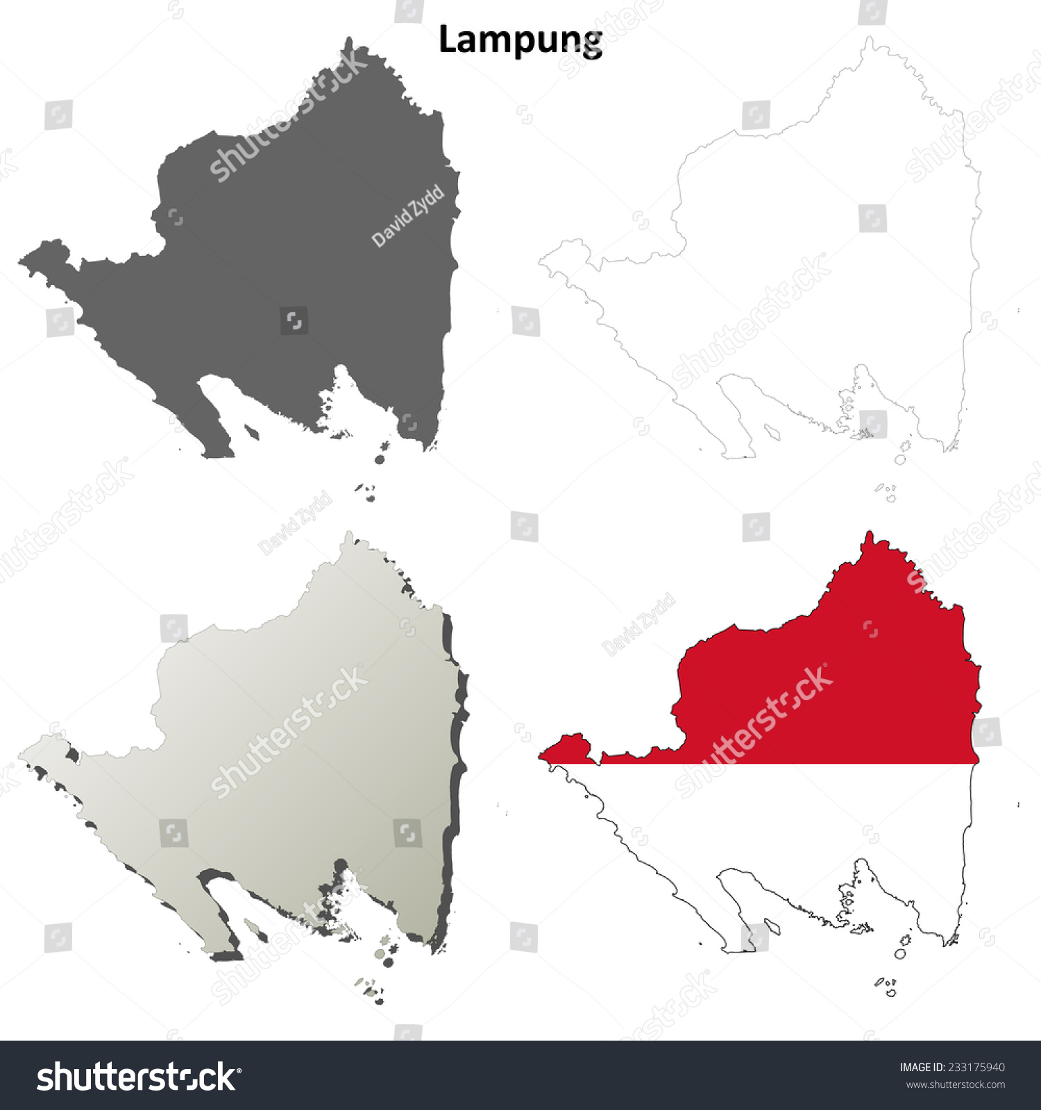 Lampung Blank Outline Map Set: vector de stock (libre de regalías ...