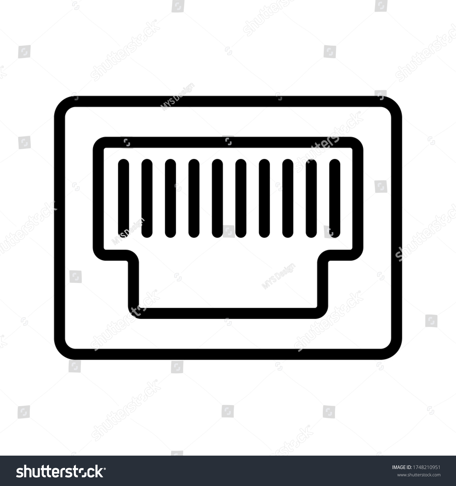 Lan Port Vector Cable Outline Style Stock Vector (Royalty Free) 1748210951