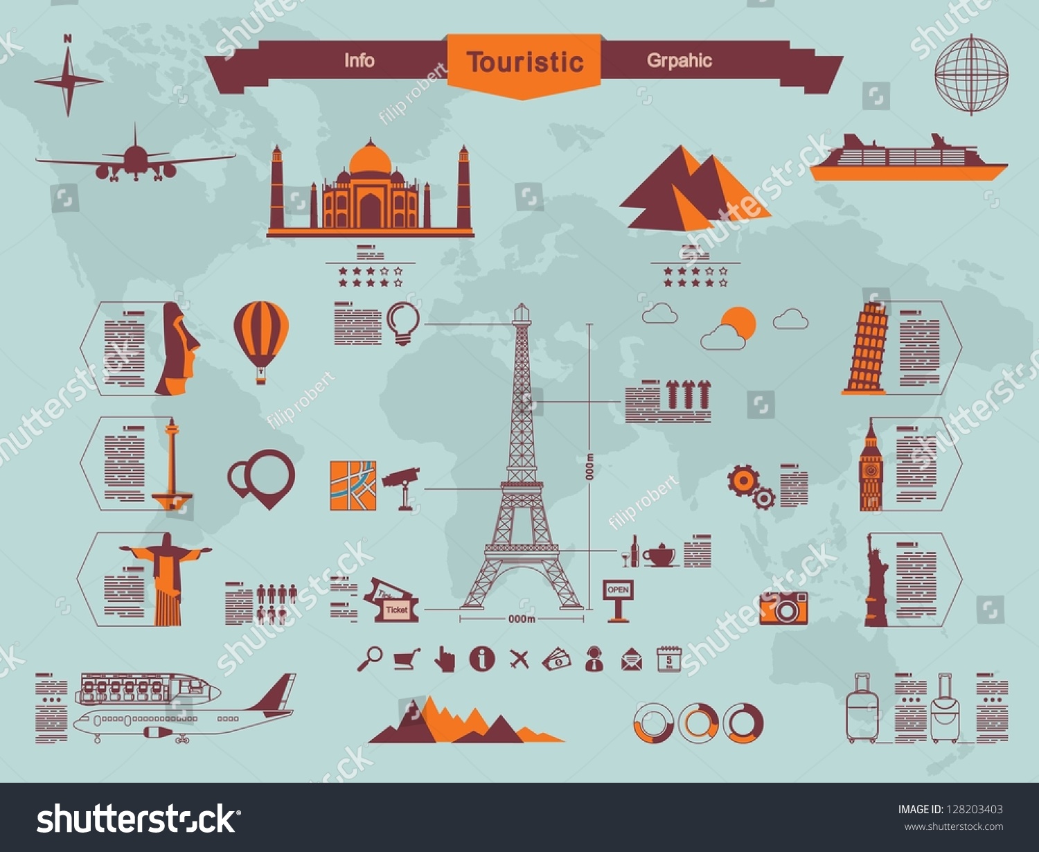 Landmark Info Graphics: เวกเตอร์สต็อก (ปลอดค่าลิขสิทธิ์) 128203403