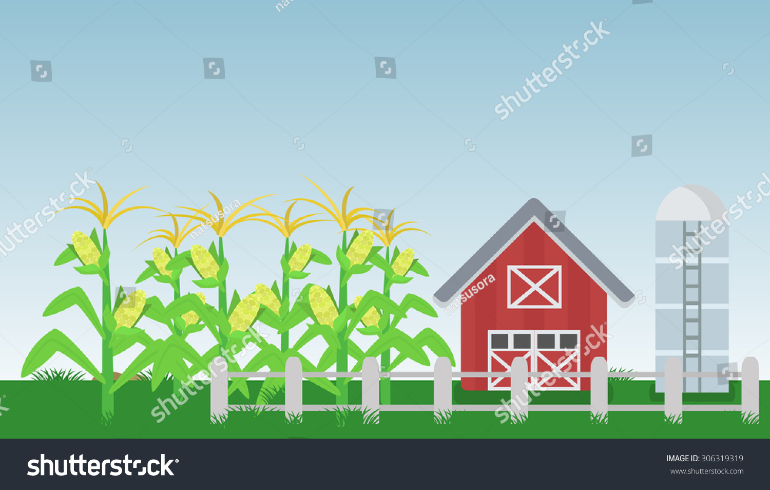 Landscape Corn Farm Cartoon Vector Stock Vector (Royalty Free ...
