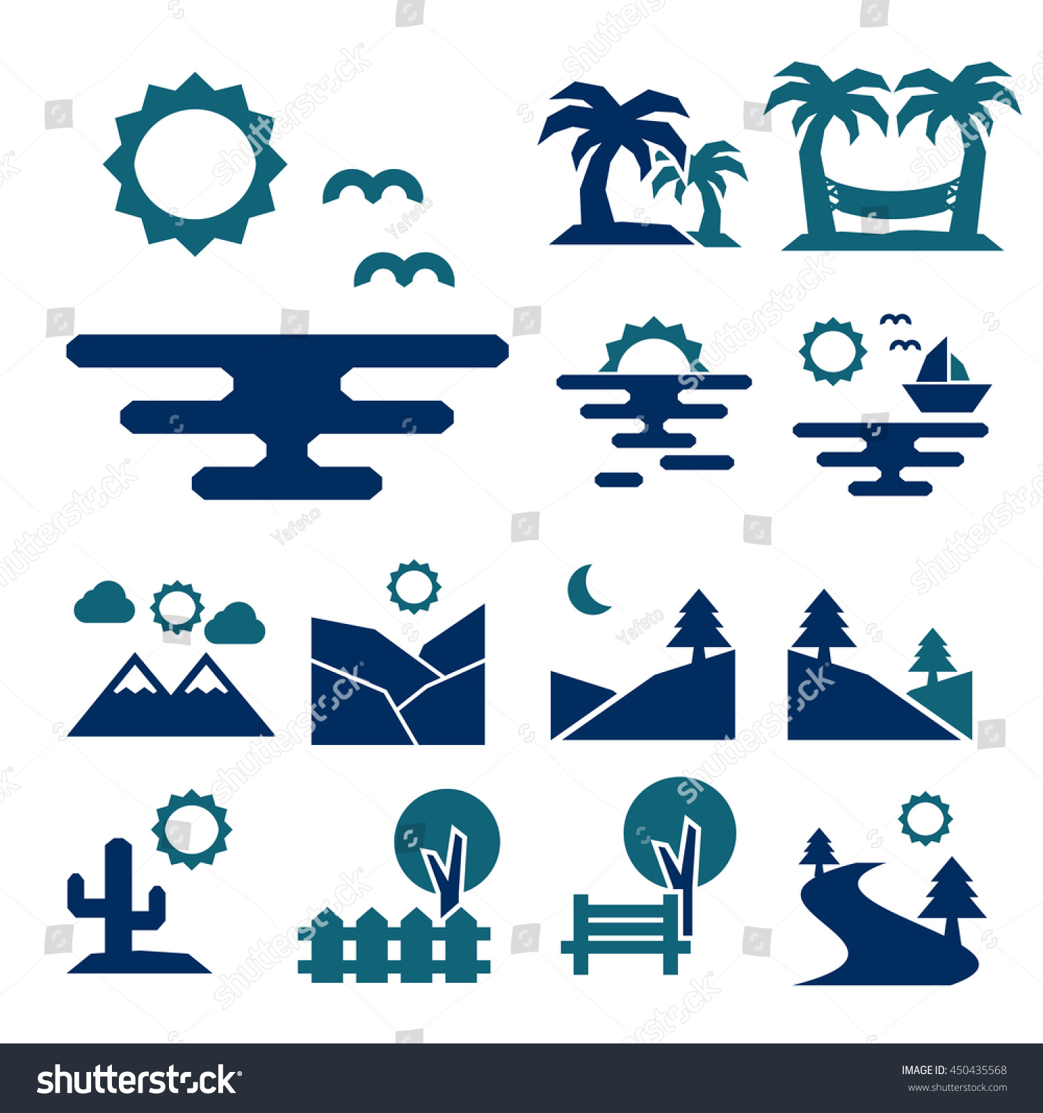 Landscape Icon Set Stock Vector (Royalty Free) 450435568 | Shutterstock