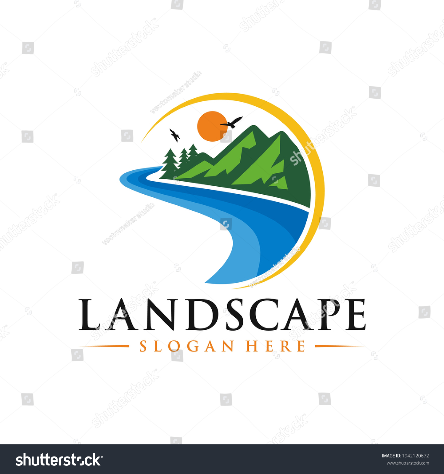 Landscape Logo Design Illustration Vector Template Stock Vector ...