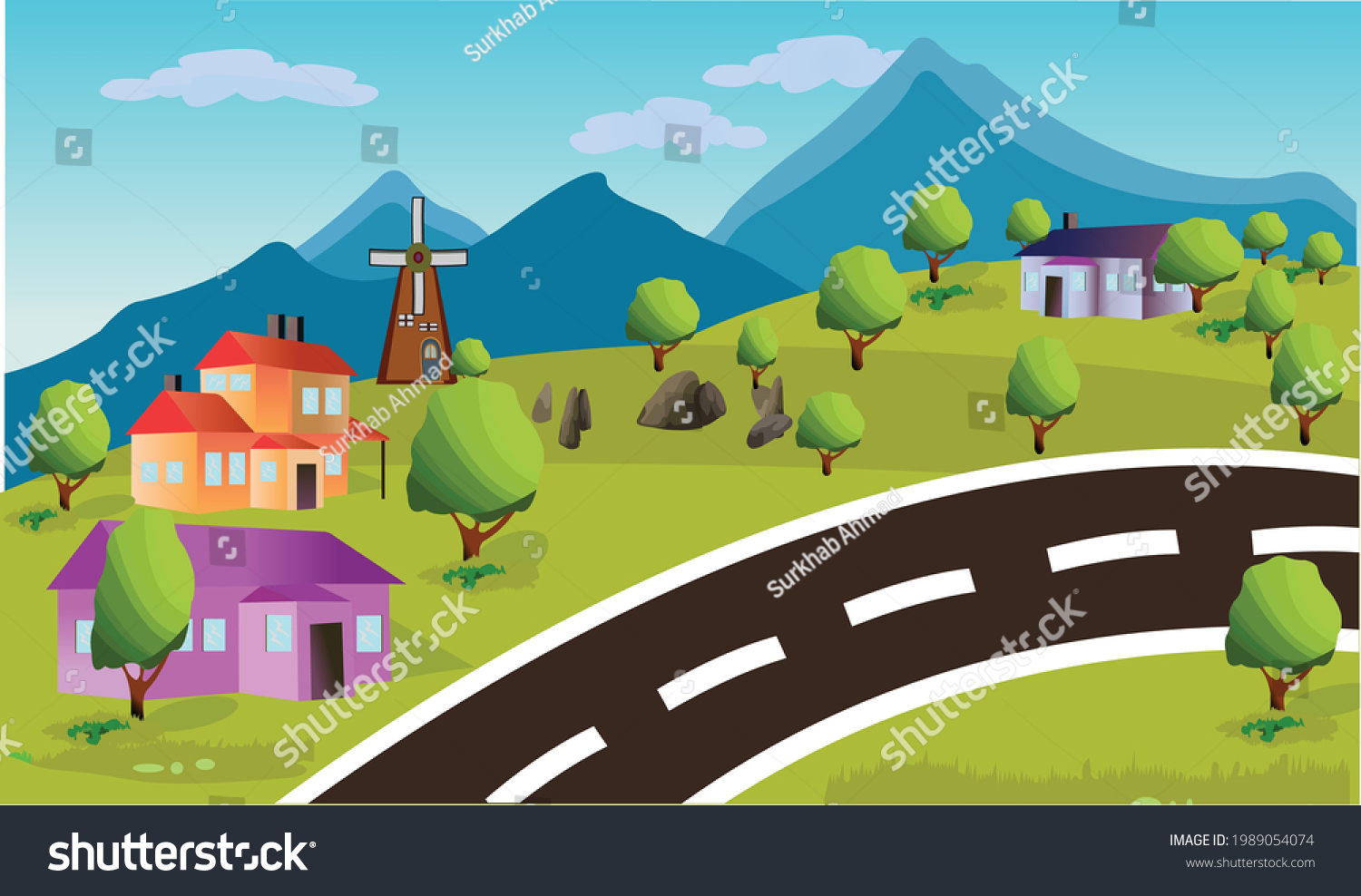 Landscape Natural Animated Background Vector Art Stock Vector (Royalty ...