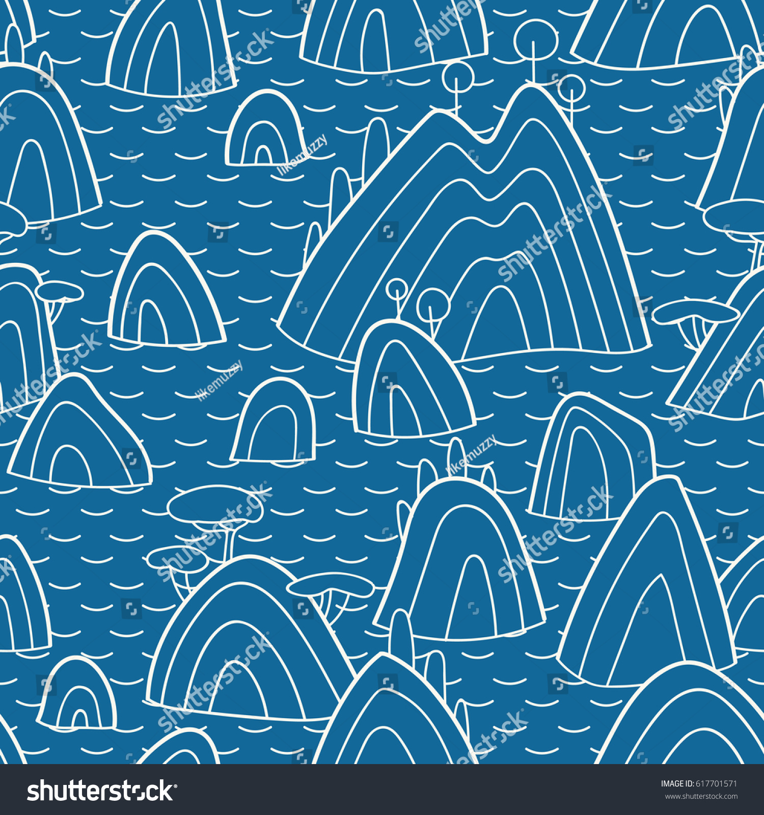 Landscape Pattern Vector Seamless Pattern Hills Stock Vector (Royalty ...