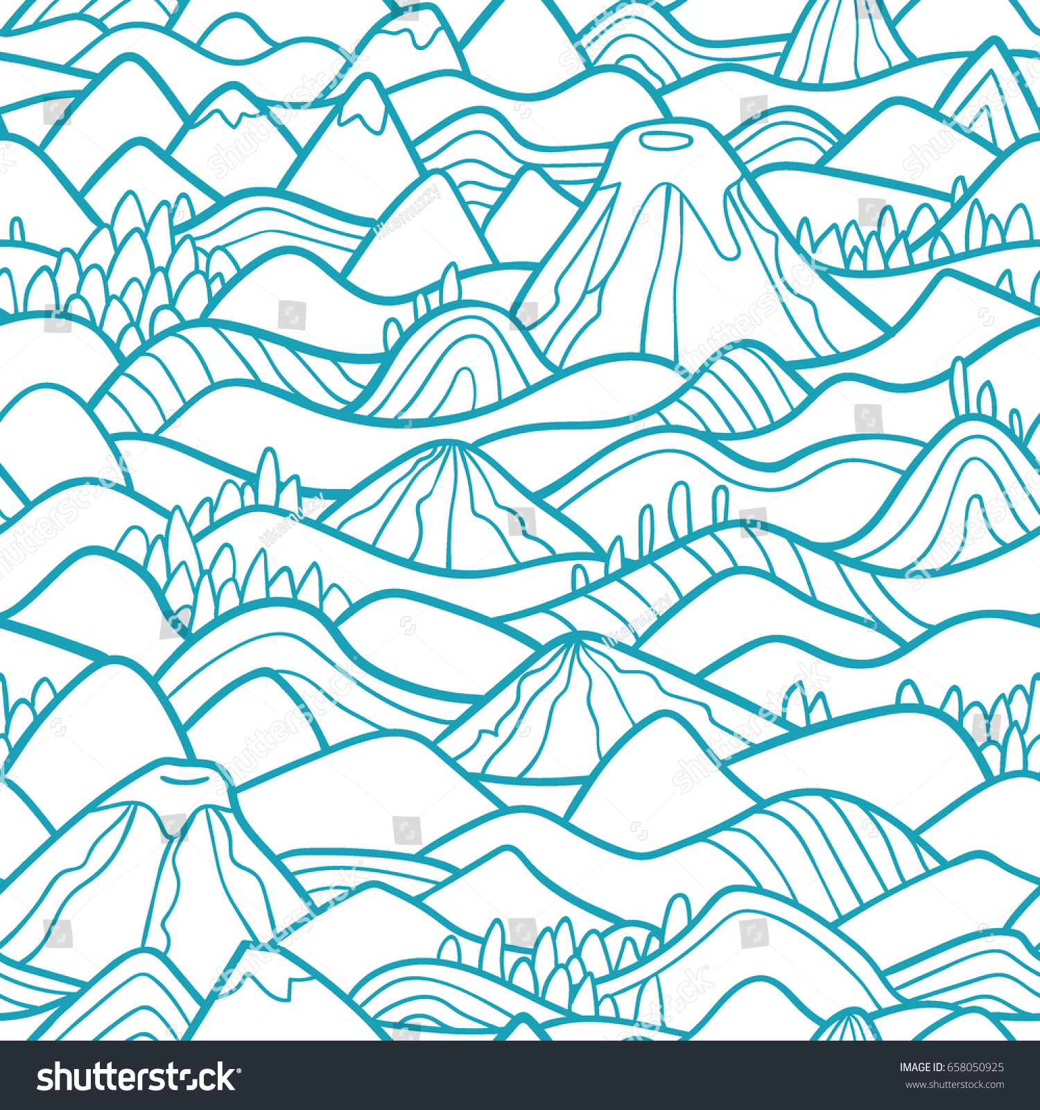Landscape Pattern Vector Seamless Pattern Hills Stock Vector (Royalty ...