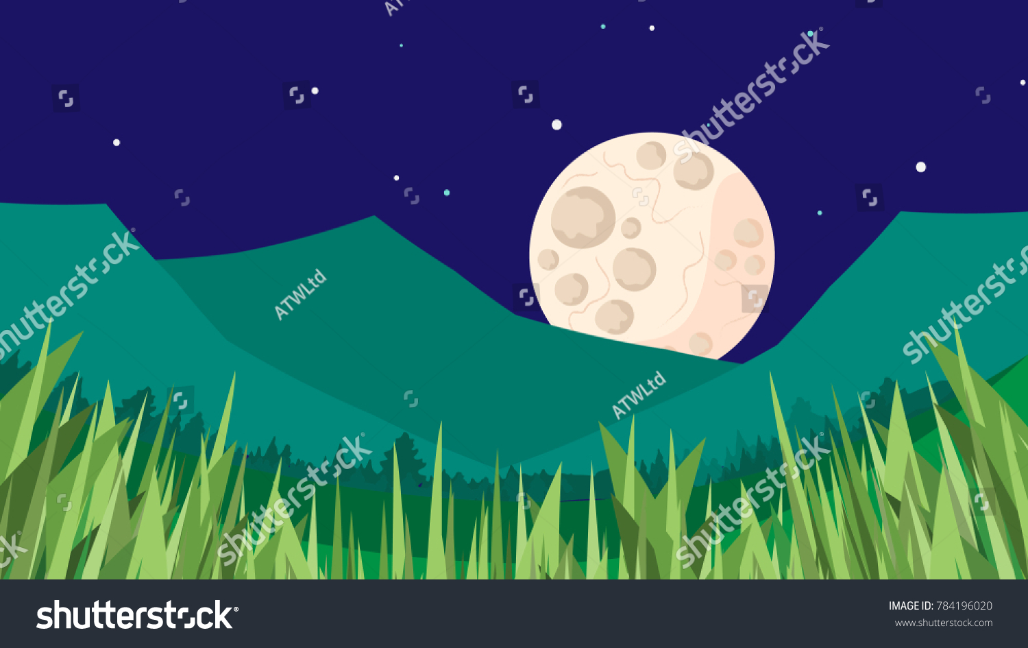 Landscape Quite Night Stock Vector (Royalty Free) 784196020 | Shutterstock