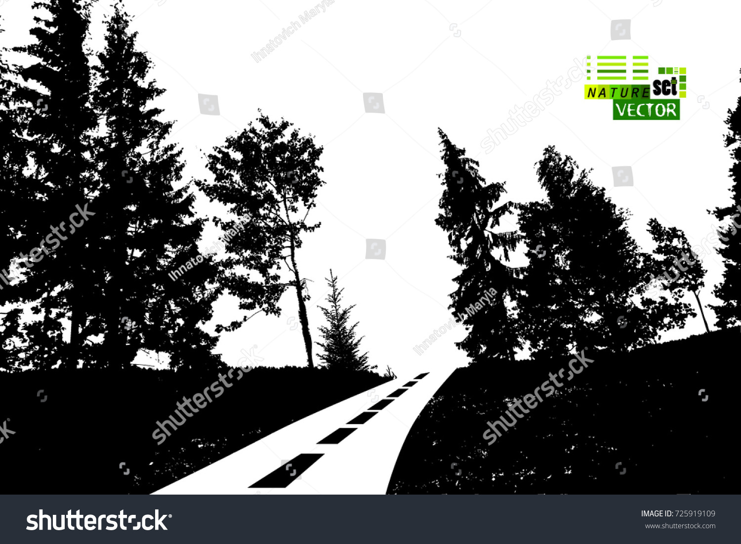 Landscape Road Silhouette Vector Stock Vector (Royalty Free) 725919109 ...