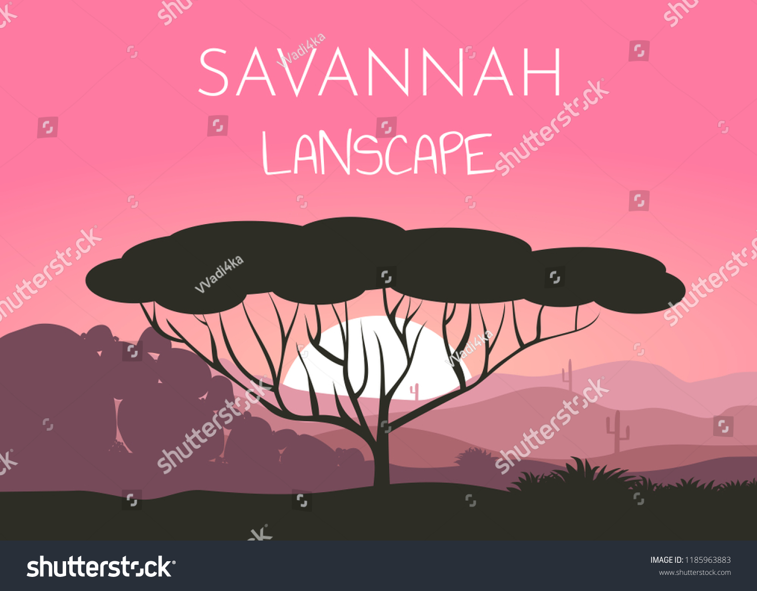 Landscape Savannah Vector Illustration Stock Vector (Royalty Free ...