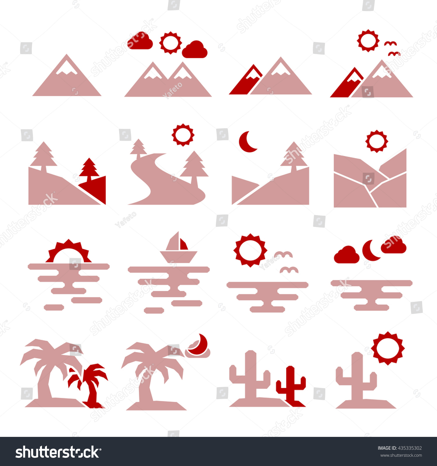Landscape Scenery Icon Set Stock Vector (Royalty Free) 435335302 ...