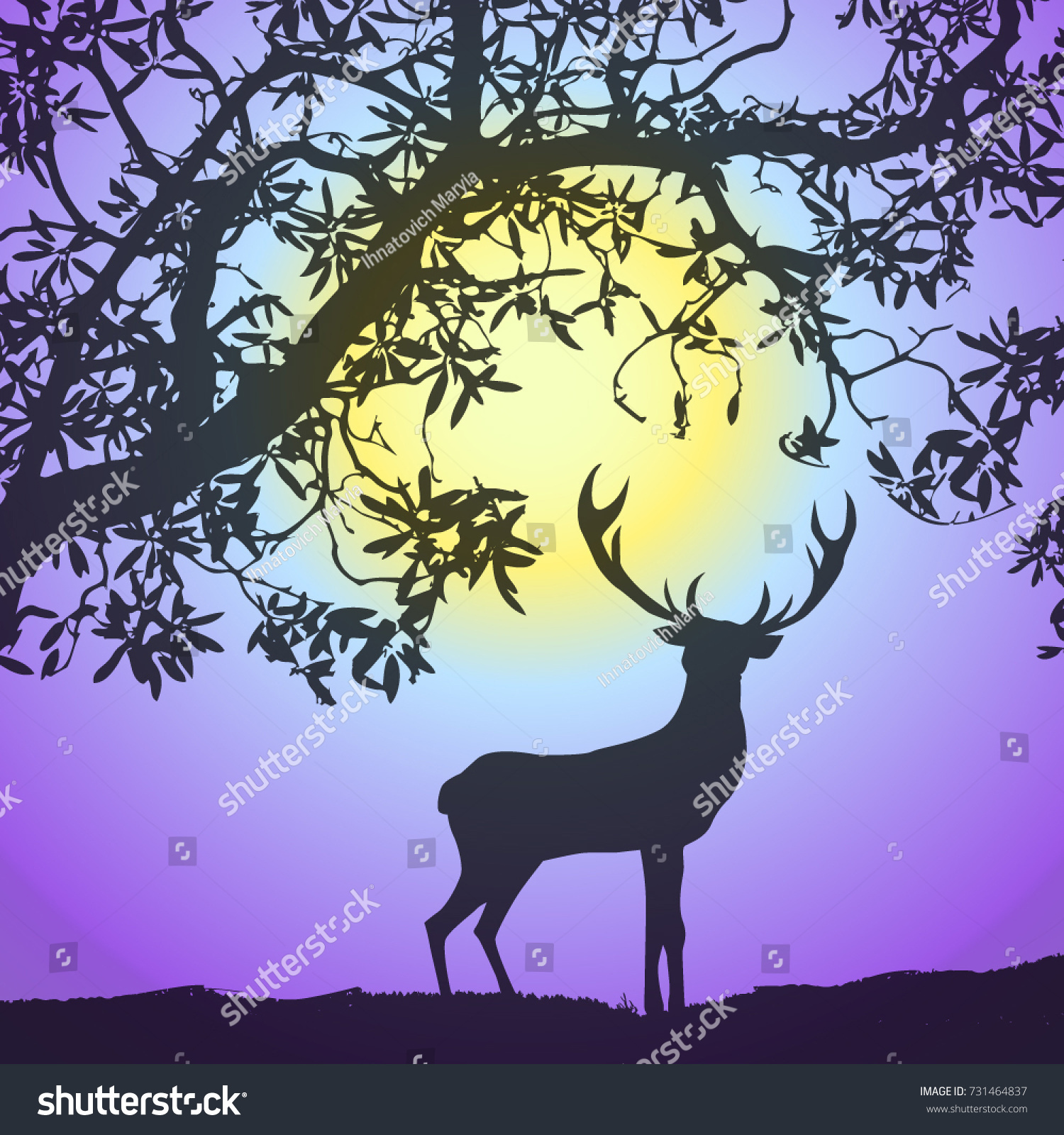 Landscape Deer Vector Stock Vector (Royalty Free) 731464837 | Shutterstock