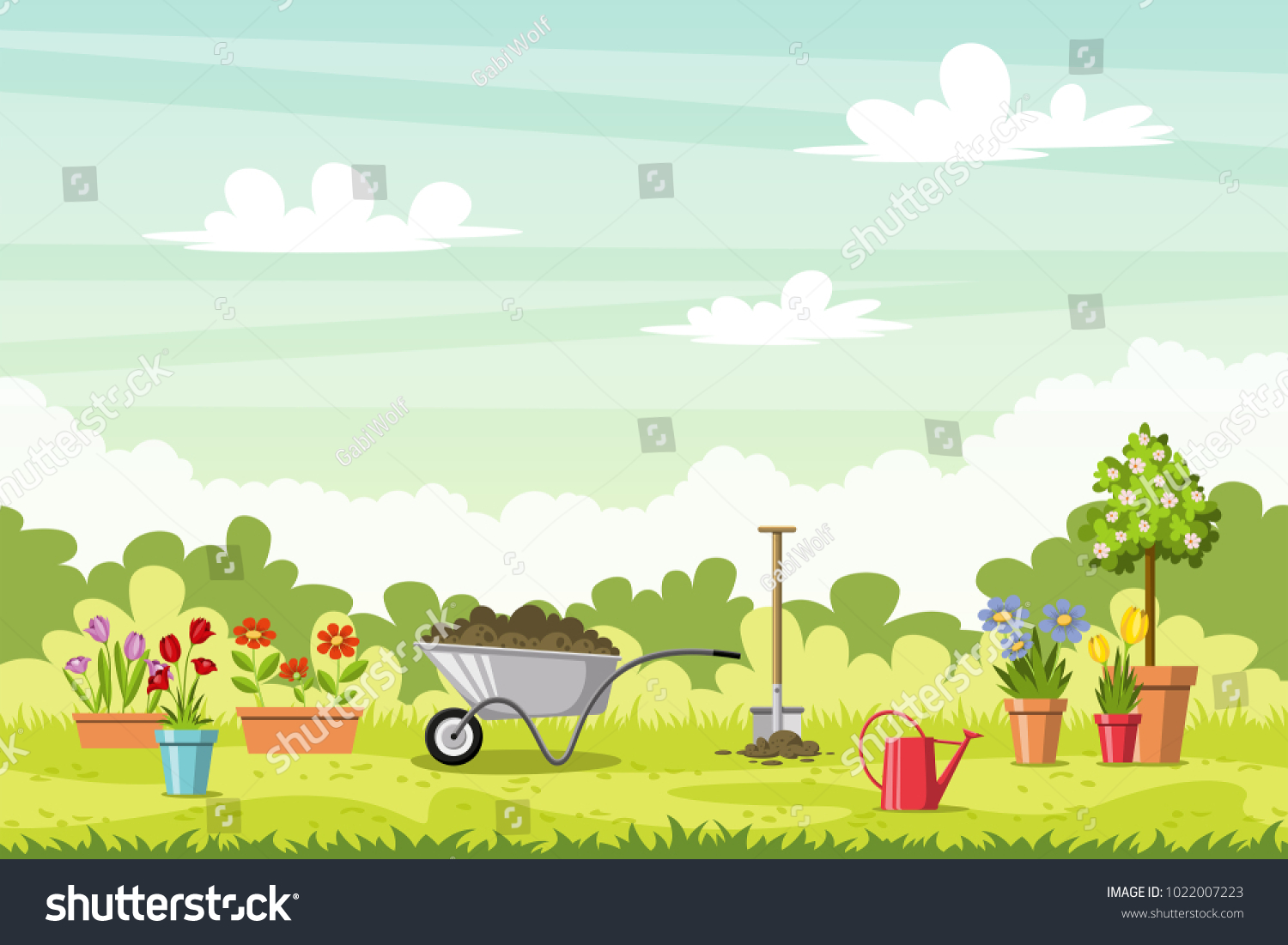 Landscape Differents Garden Tools Stock Vector (Royalty Free ...