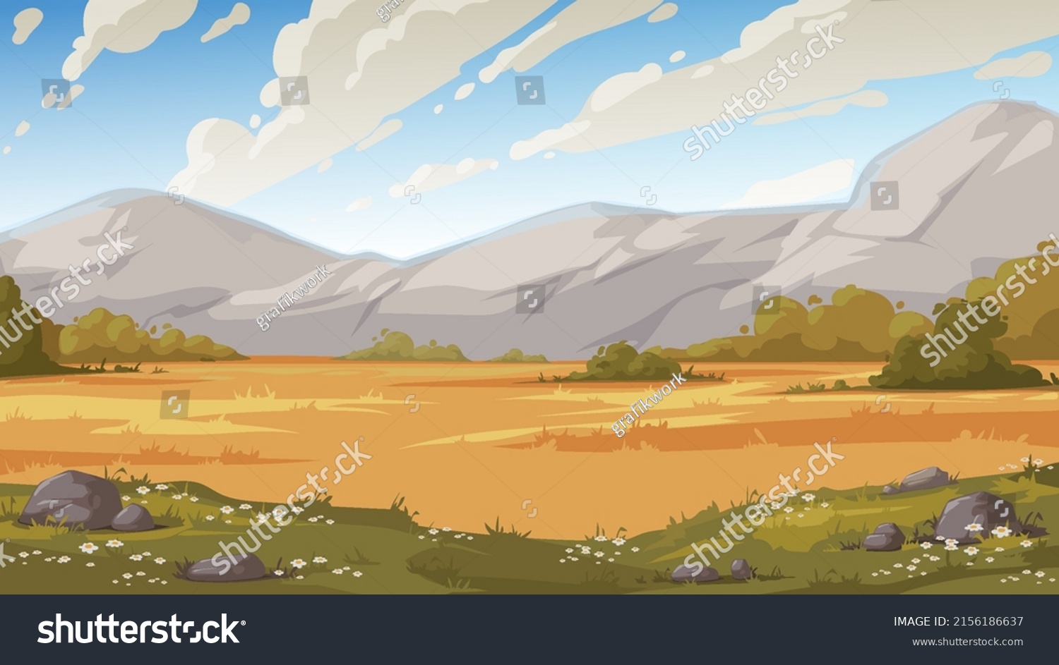 Landscape Mountains Clouds Vector Illustration Stock Vector (Royalty ...