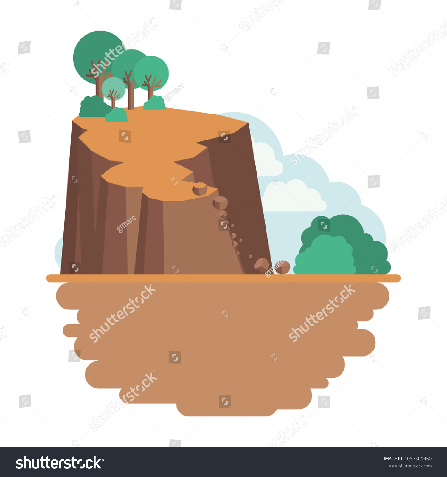 Landslide Disaster Scene Icon Stock Vector (Royalty Free) 1087301450 ...