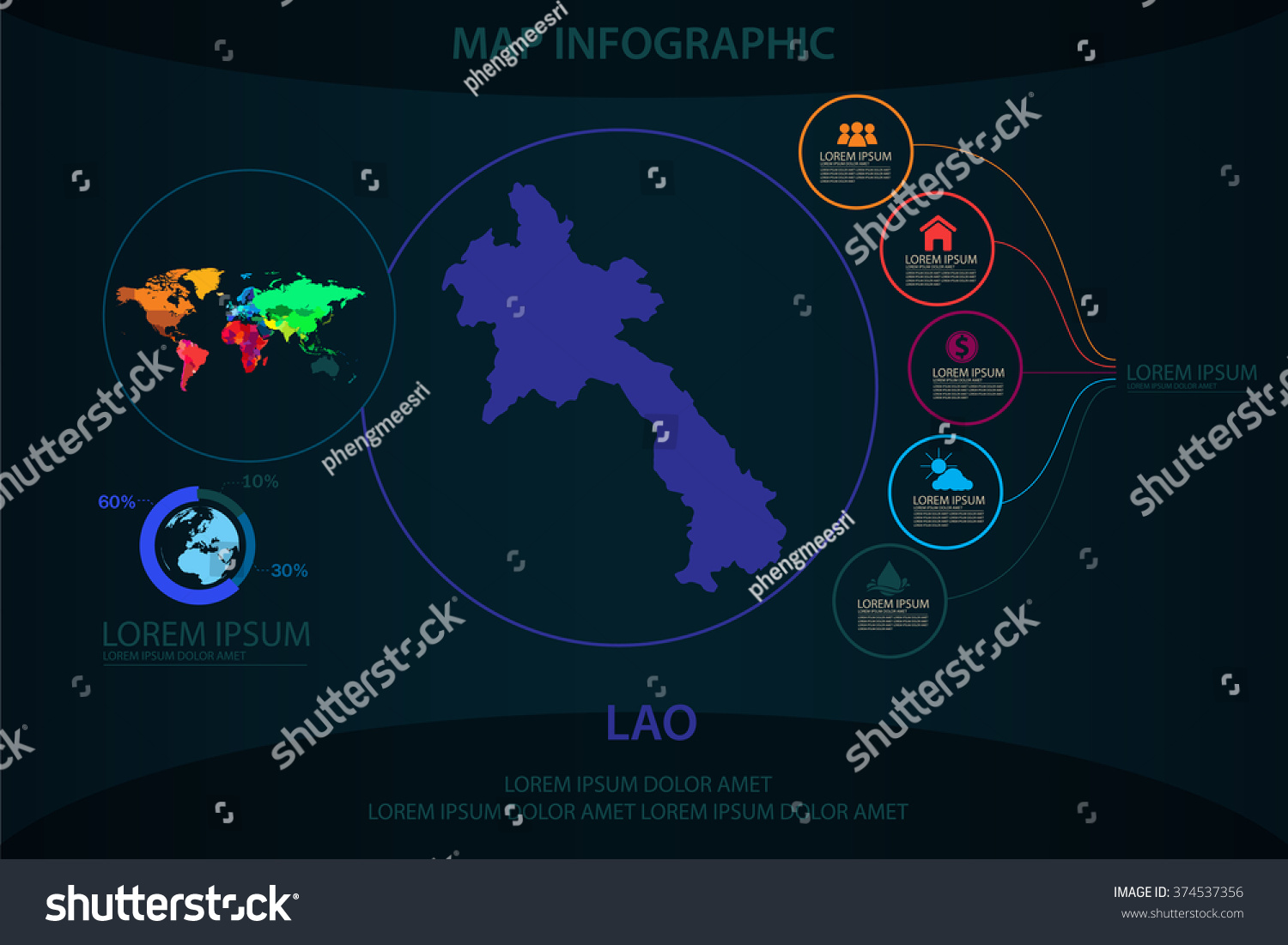 Lao Map Infographic Stock Vector (Royalty Free) 374537356 | Shutterstock