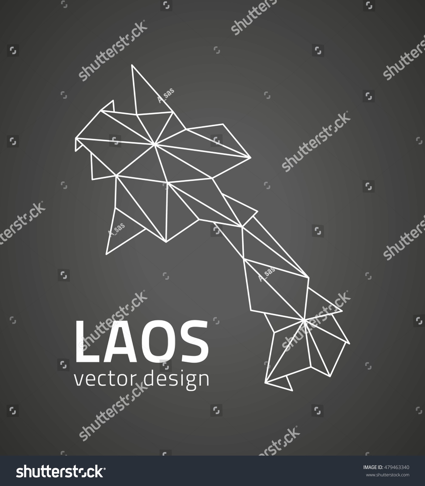 Laos Vector Outline Triangle Perspective Black Stock Vector (Royalty ...
