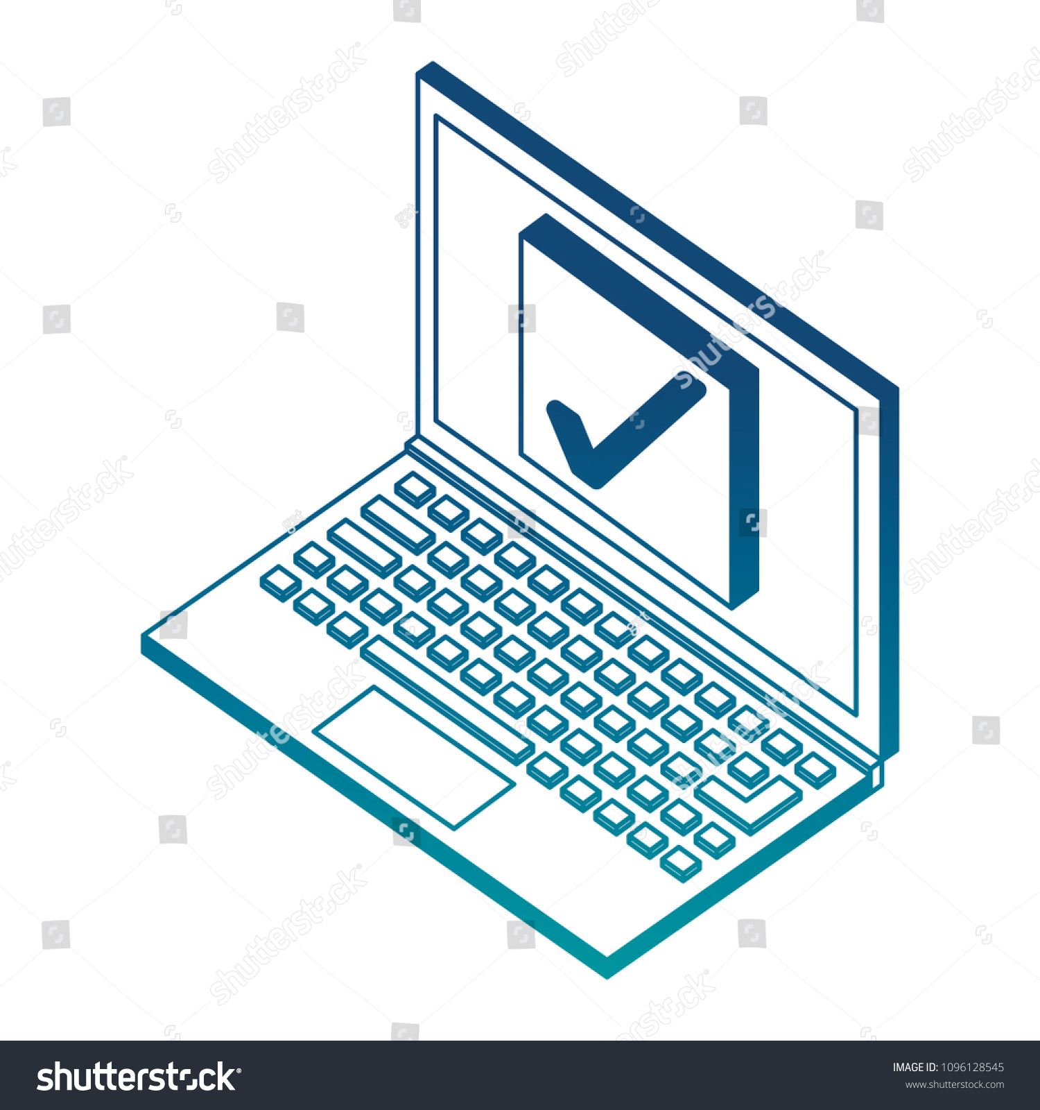 Laptop Check Mark Security Data Isometric Stock Vector (Royalty Free ...