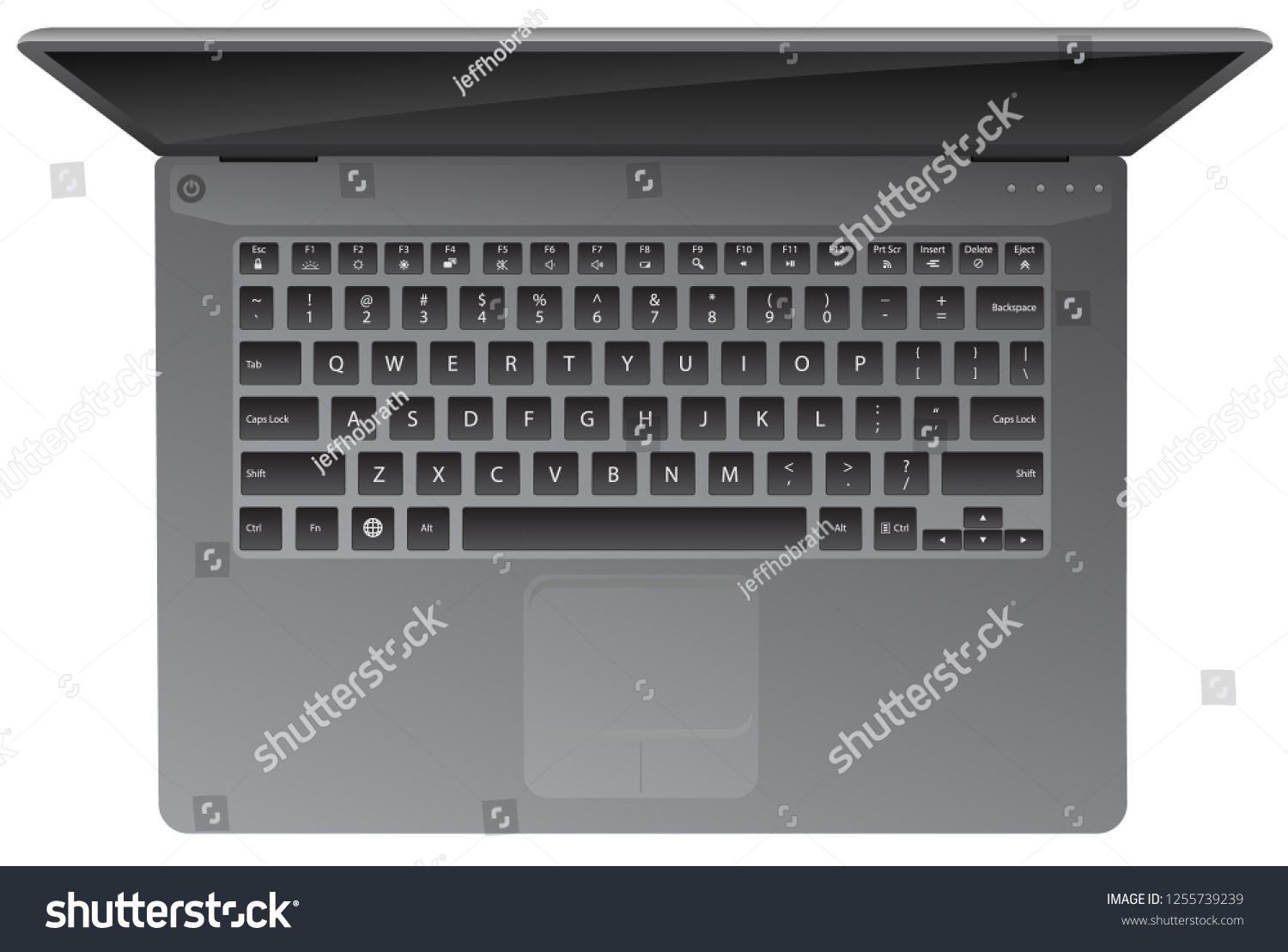 Laptop Computer Top Down View Keyboard Stock Vector (Royalty Free ...