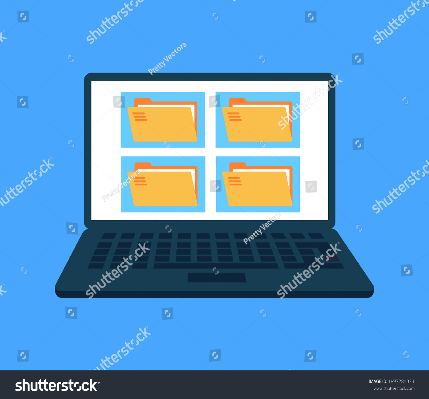 Laptop Computer Folder On Screen File Stock Vector (Royalty Free ...