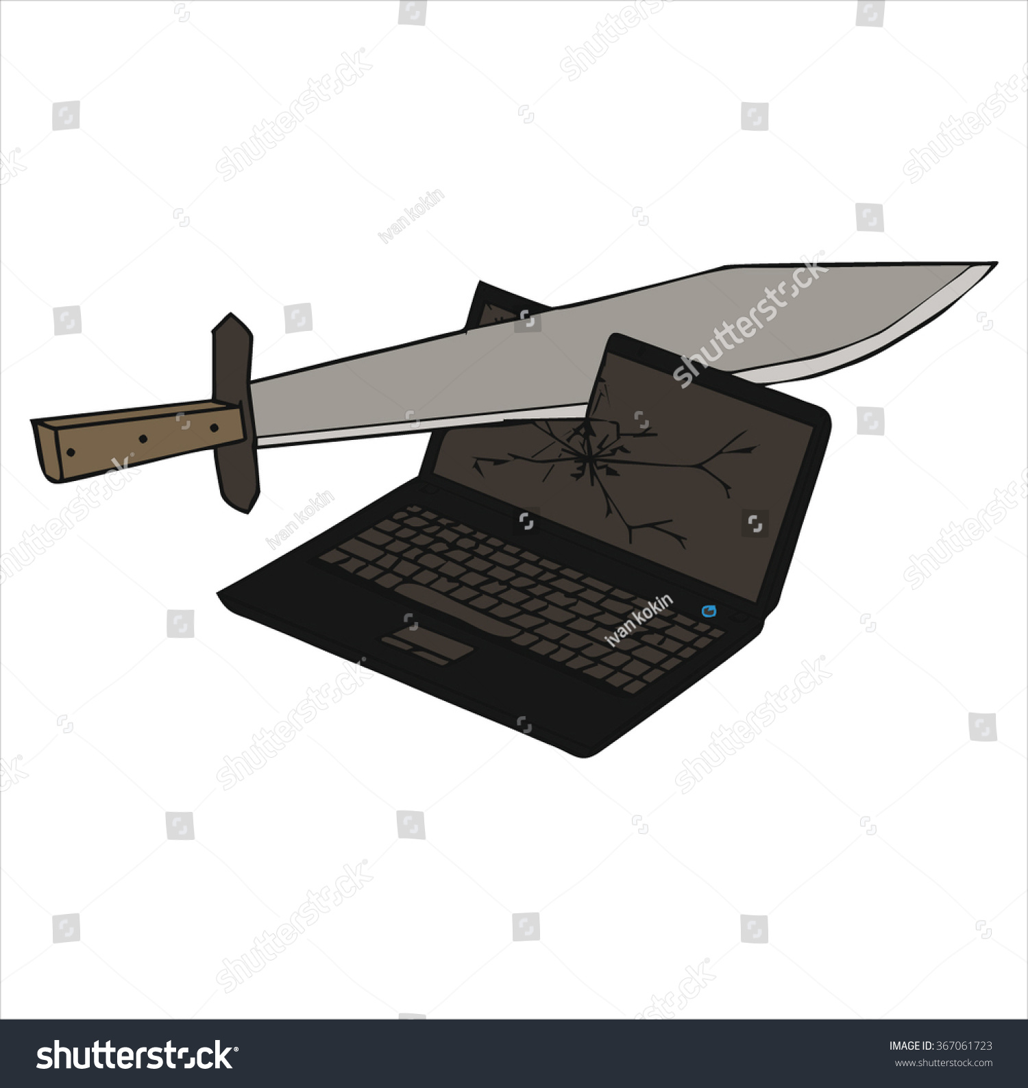 Laptop Cracks Damage Cartoon Vector Stock Vector (Royalty Free ...