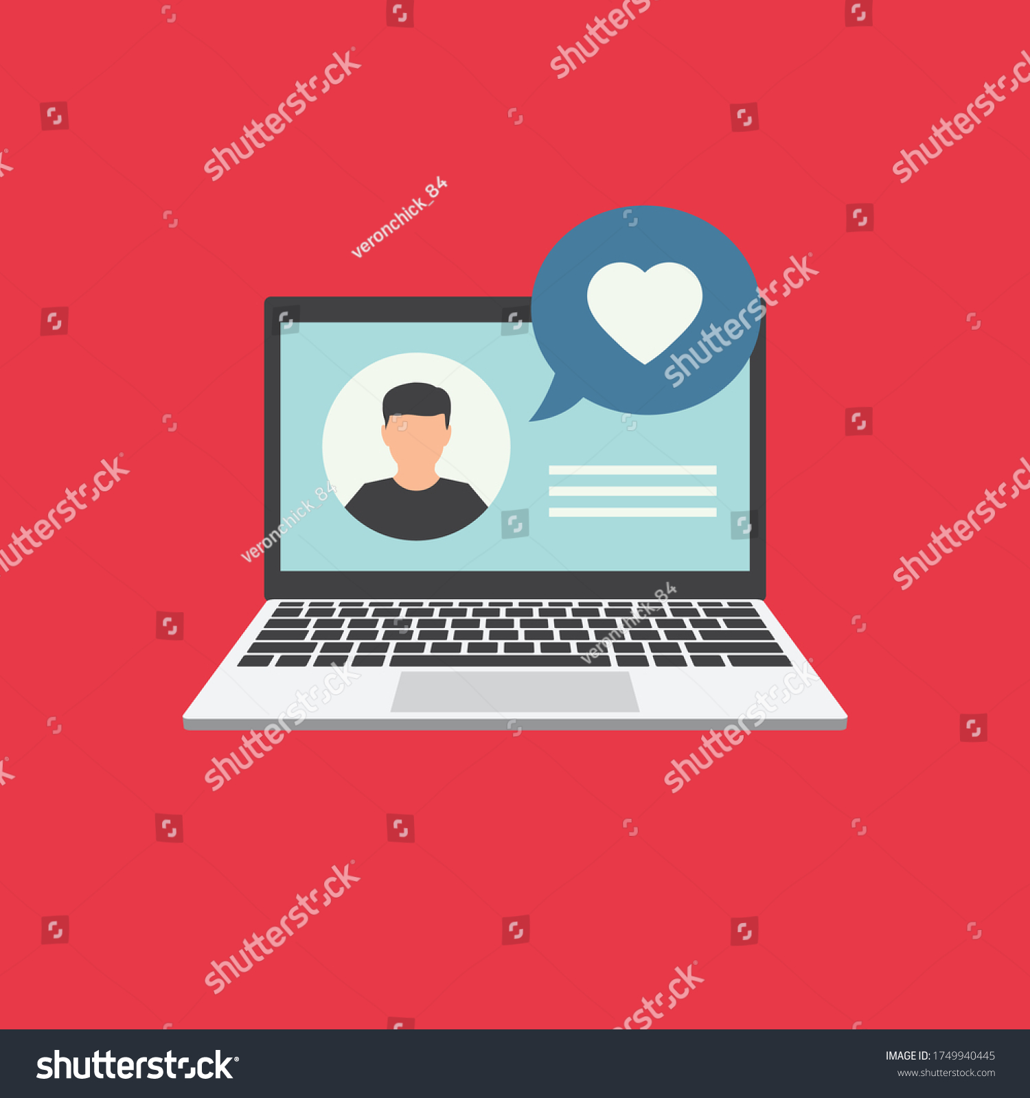 Laptop Flat Vector Chat Like Icon Stock Vector (Royalty Free ...