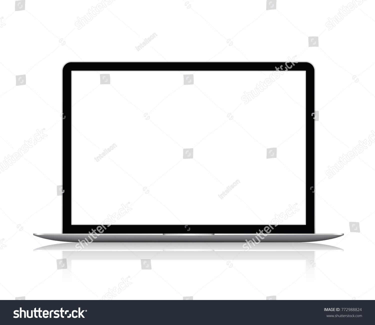 Laptop Front View Notebook Realistic Isolated Stock Vector (Royalty ...