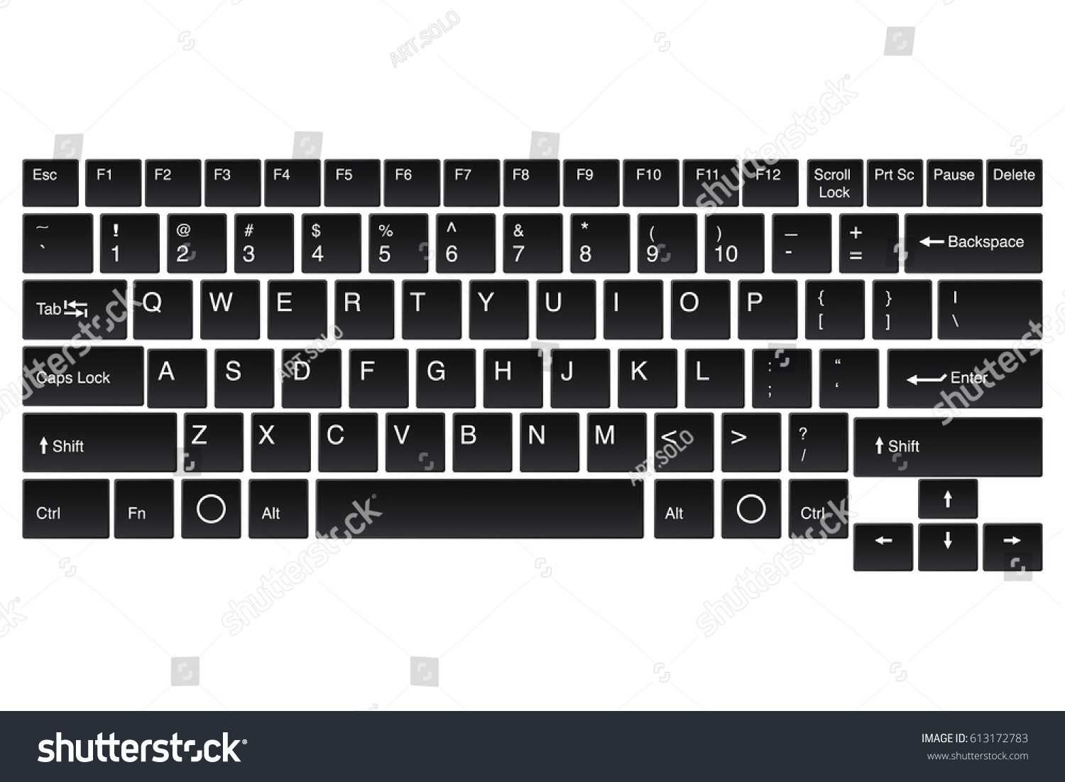 Laptop Keyboard Vector Mock Up Top Stock Vector 613172783 - Shutterstock