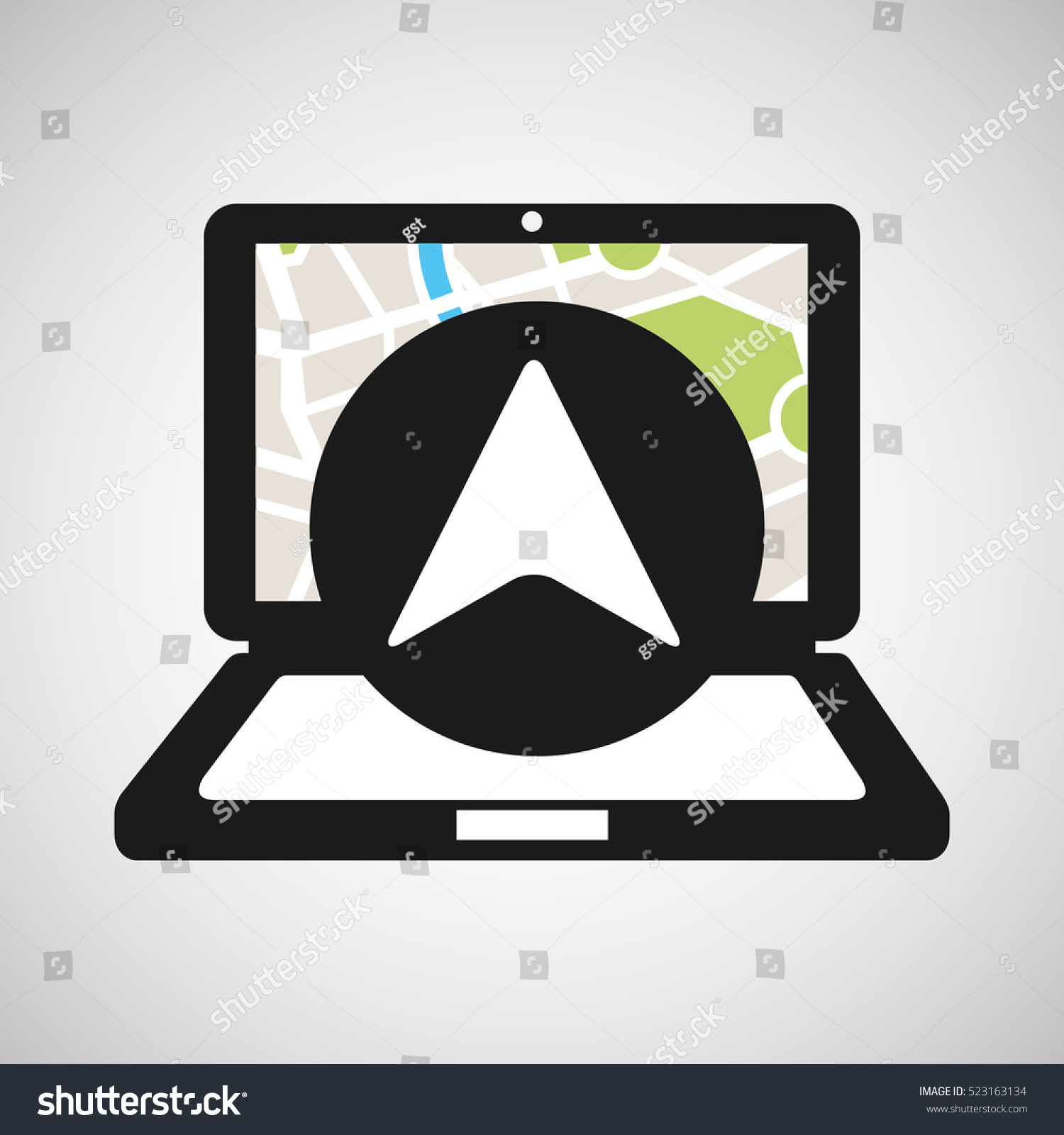 Laptop Map Gps Cursor Vector Illustration Stock Vector (Royalty Free ...