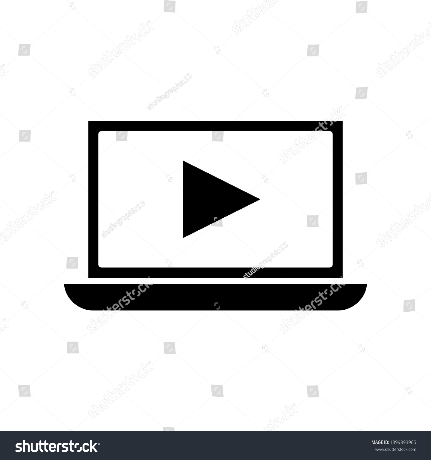 Laptop Play Button Icon Technology Stock Vector (Royalty Free ...